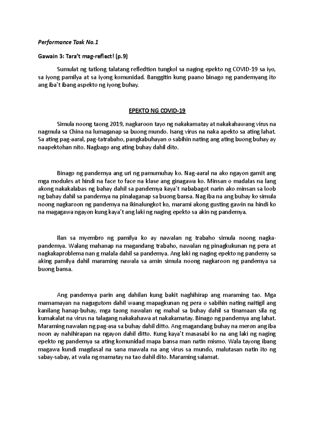 Araling Panlipunan ( Quarter 1) - Performance Task No. Gawain 3: Tara’t ...