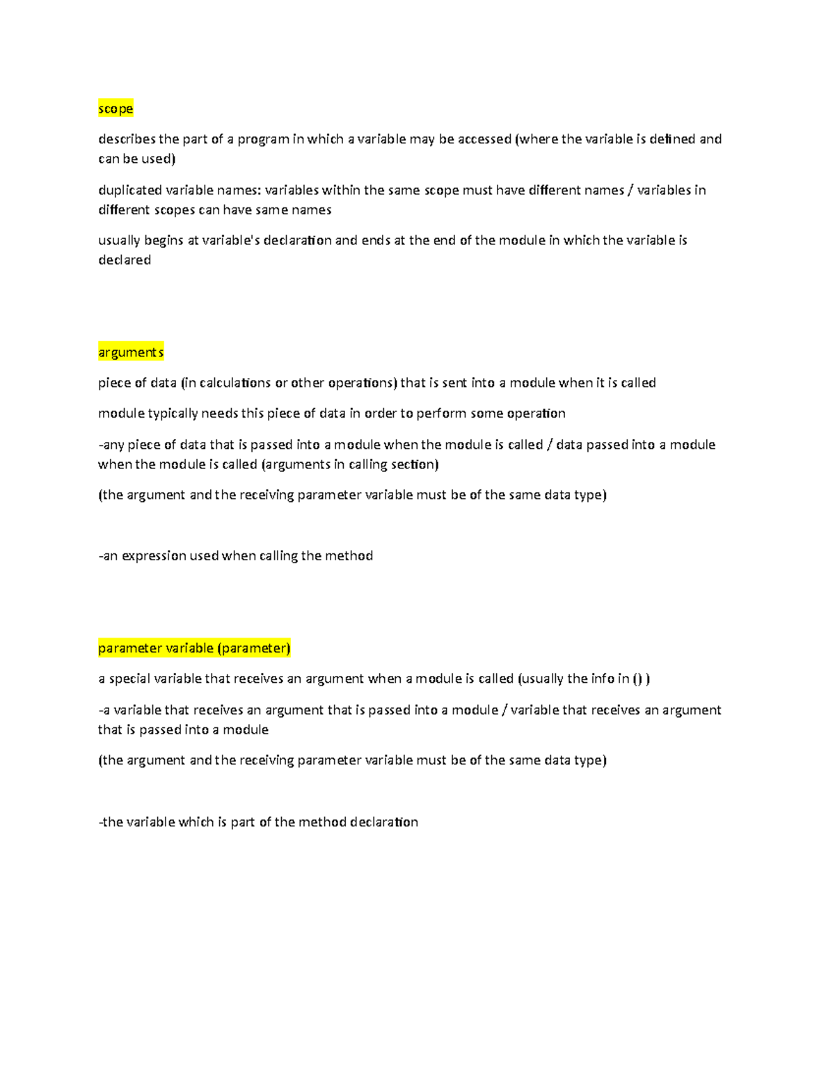 Studyset 6 - CSCI1923 - scope describes the part of a program in which ...