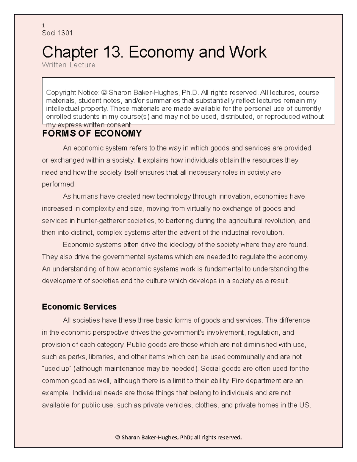 Ch 13. Economy (cc) - Soci 1301 Chapter 13. Economy and Work Written ...