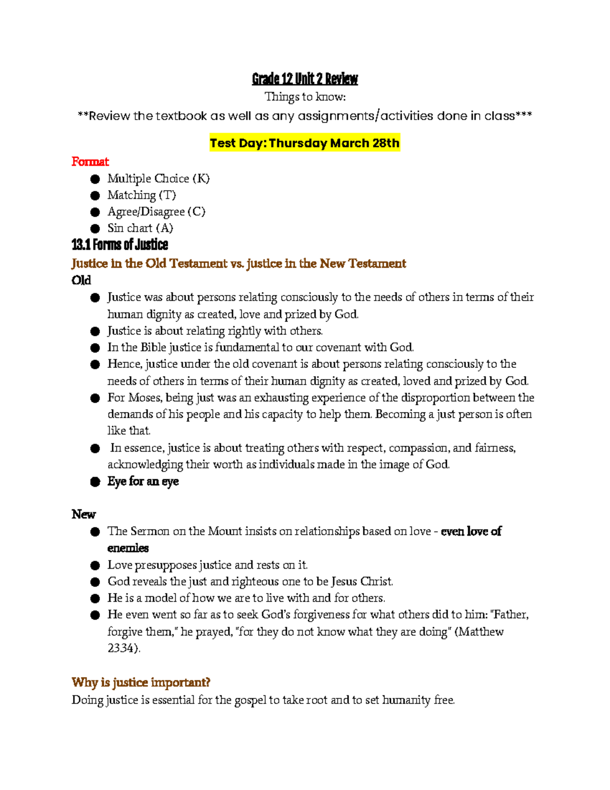 Unit 2 Church and Culture - Grade 12 Unit 2 Review Things to know ...