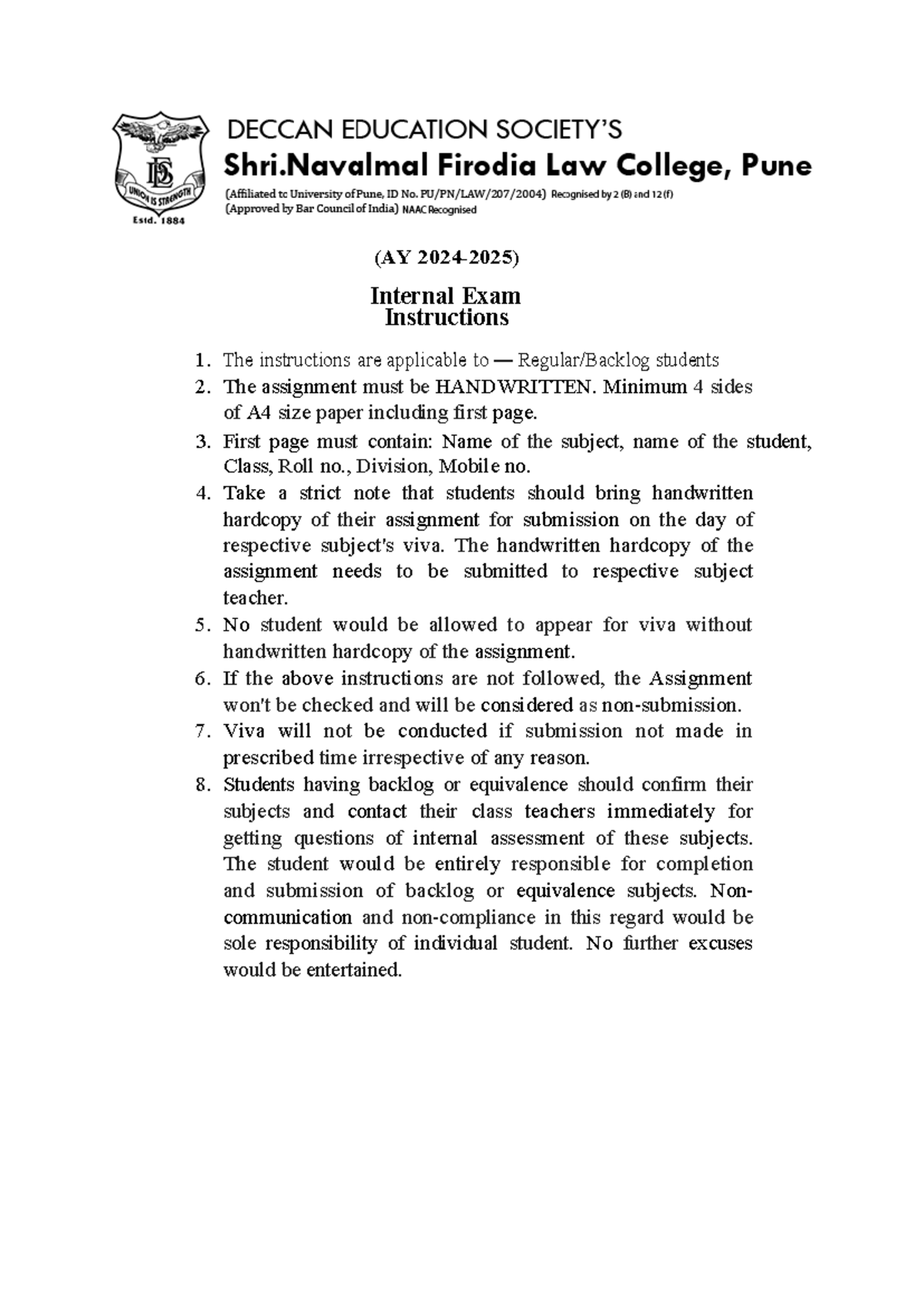 IV BA LLB C AND BBA 24 25 - LEC notes - (AY 2024-2025) Internal Exam ...