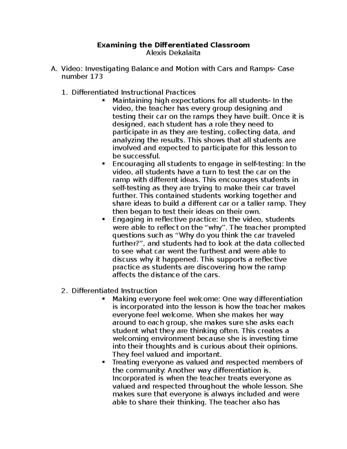 Examining the Differentiated Classroom - Video: Investigating Balance and Motion with Cars and ...