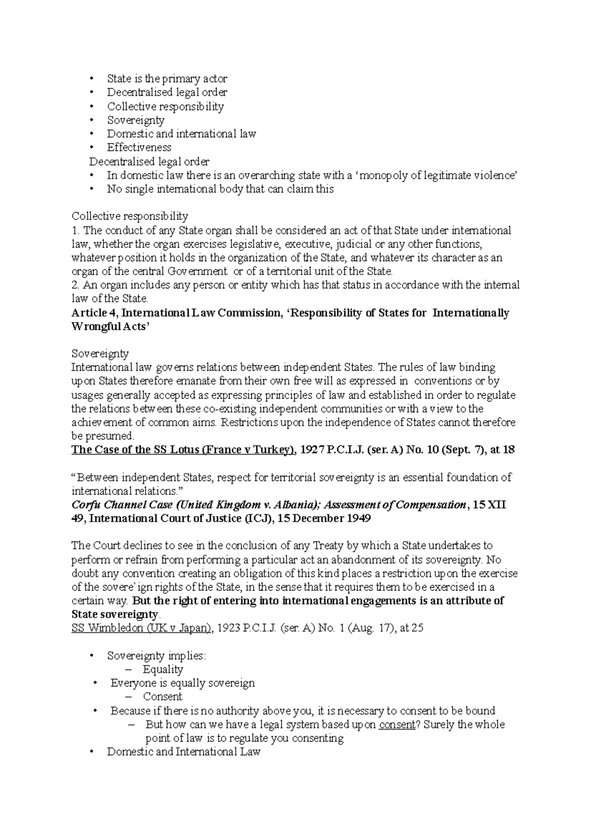 Introduction to PIL - Lecture notes 1 - State is the primary actor ...