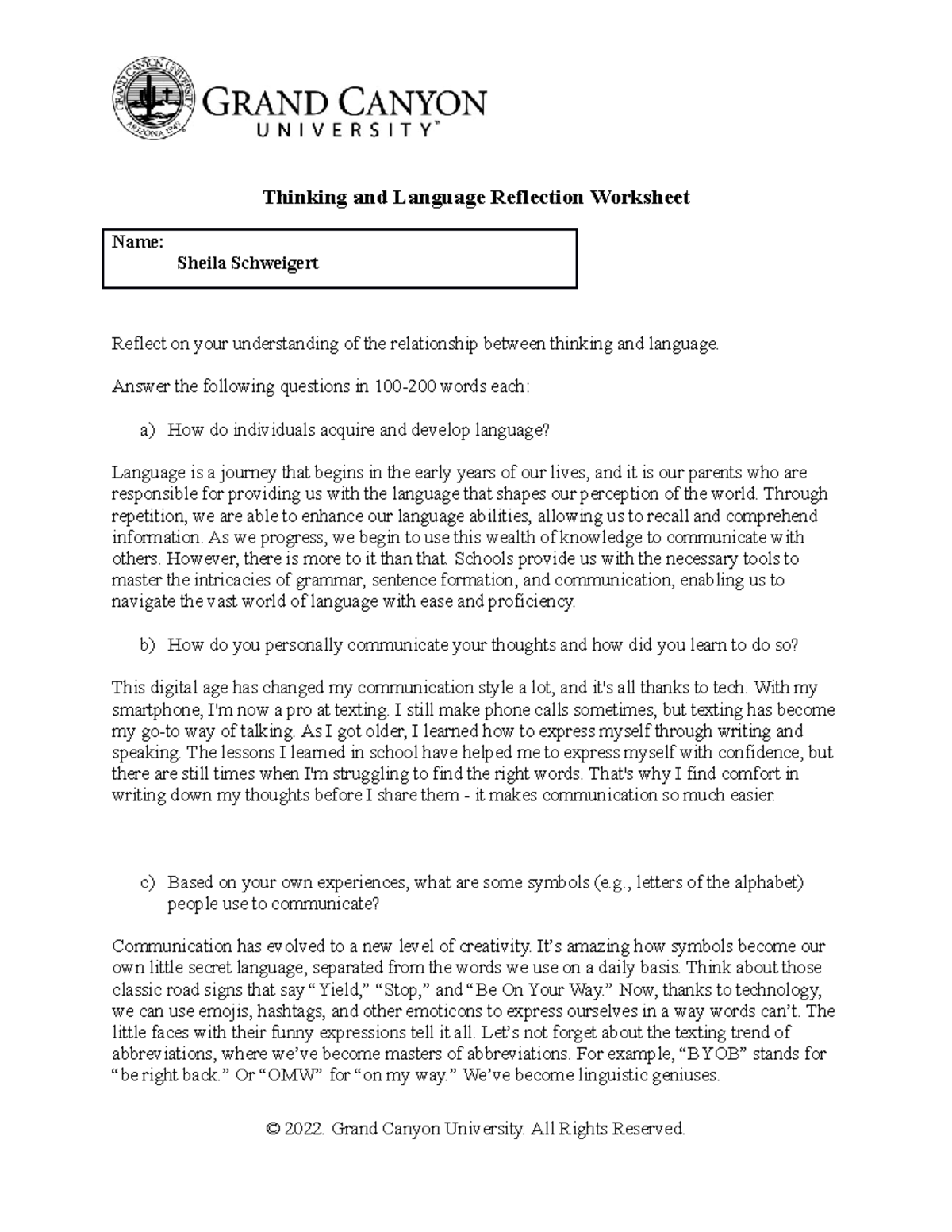 PHI105.T5 Thinkingand Language Reflection Worksheet - Thinking and ...