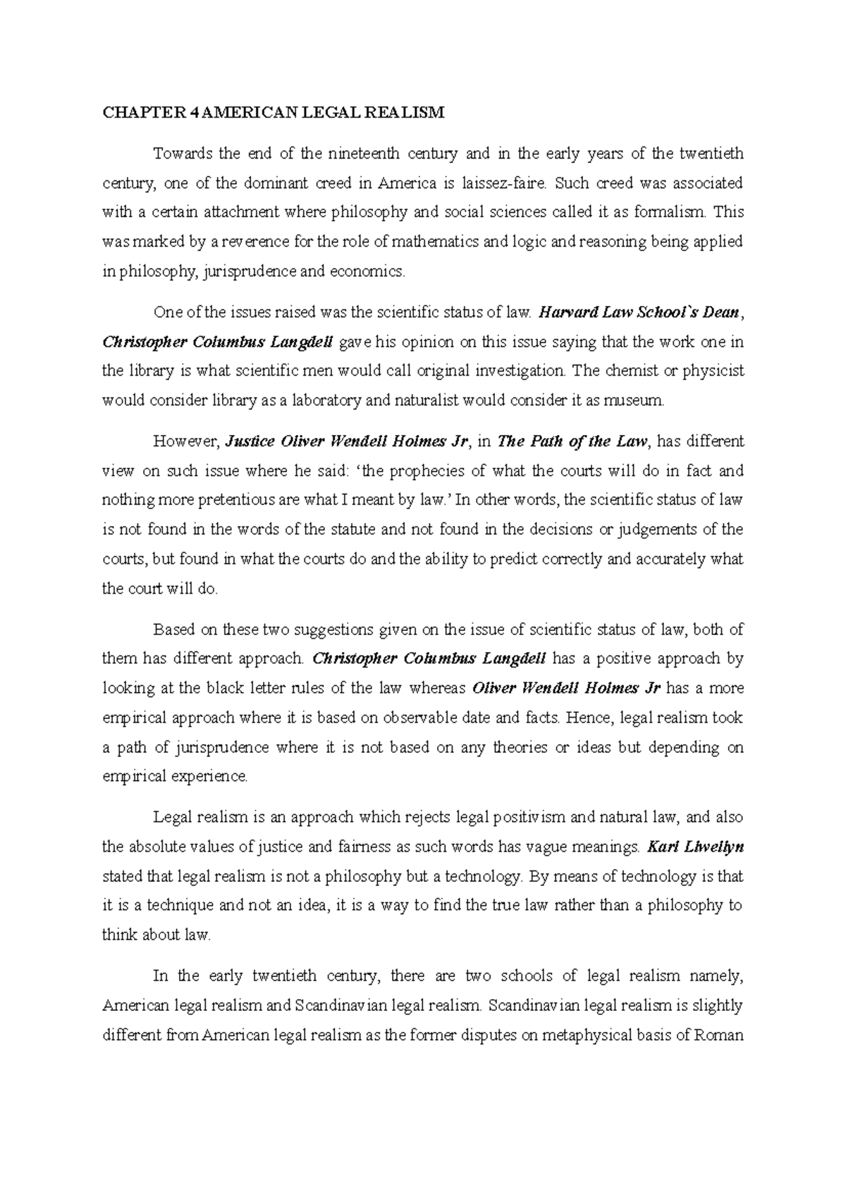 Chapter 4 American Realism - CHAPTER 4 AMERICAN LEGAL REALISM Towards ...