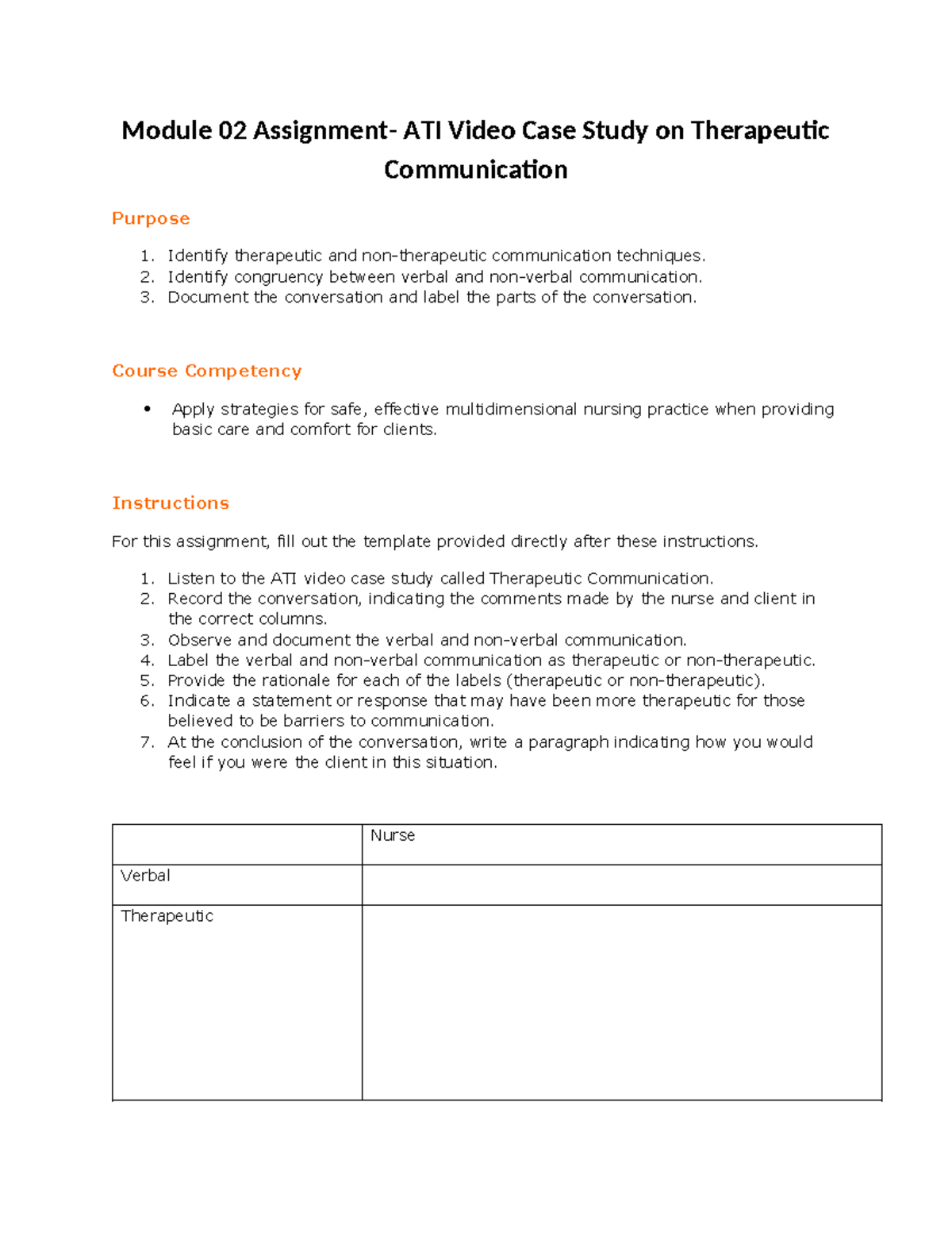 NUR2356 Module 02 Assignment - Module 02 Assignment- ATI Video Case ...