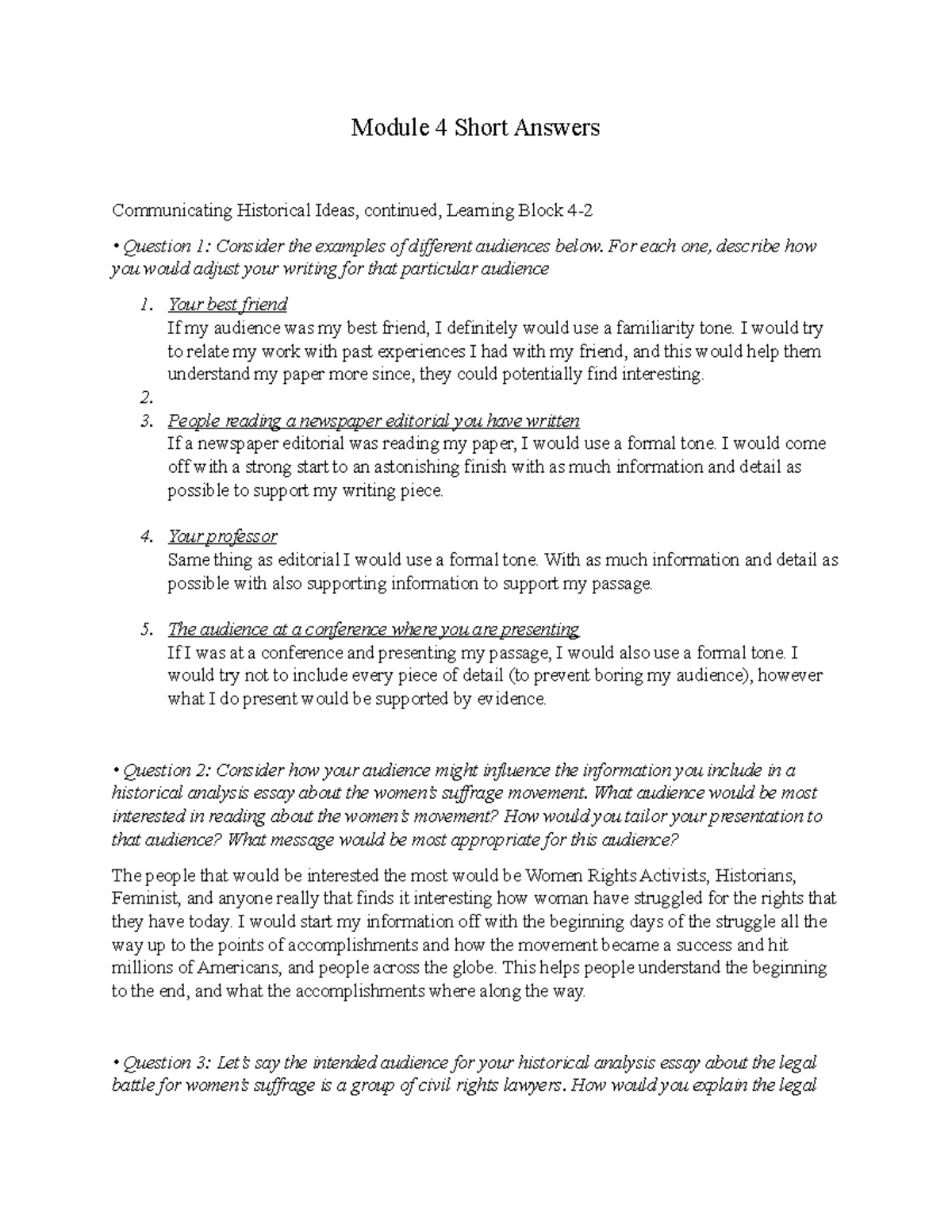 Module 4 Activity for STEM at Southern - Module 4 Short Answers ...