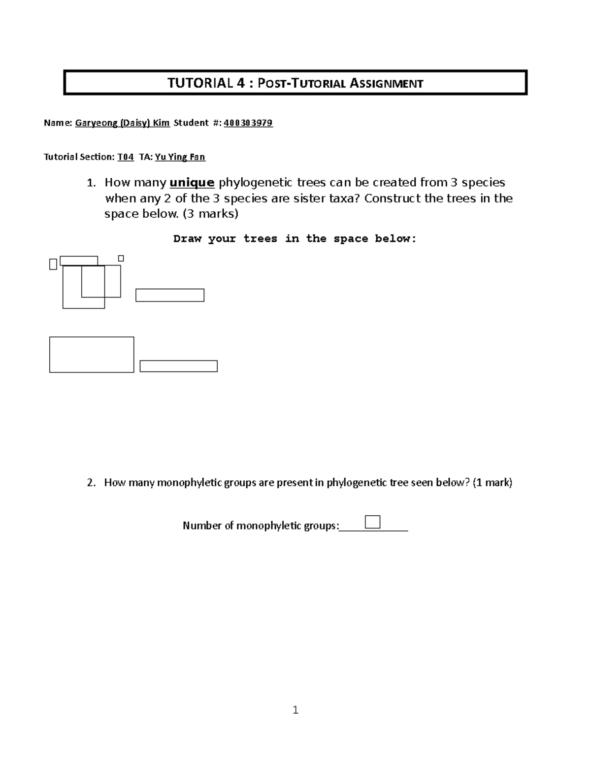Post-tutorial 4 Assignment - Phylogenetic Trees Fall 2020 word document - TUTORIAL 4 : POST ...