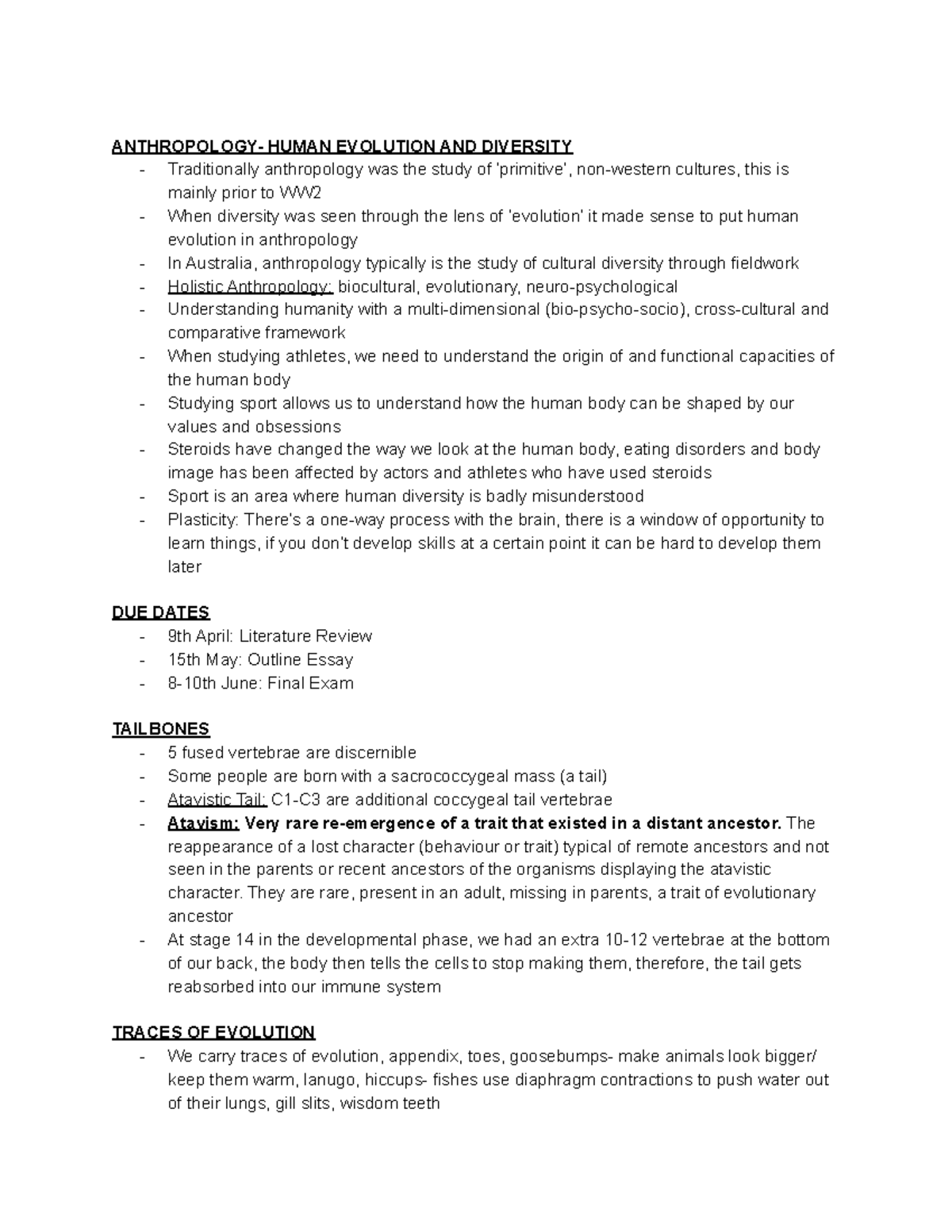Antho Final Exam - Lecture notes - ANTHROPOLOGY- HUMAN EVOLUTION AND ...