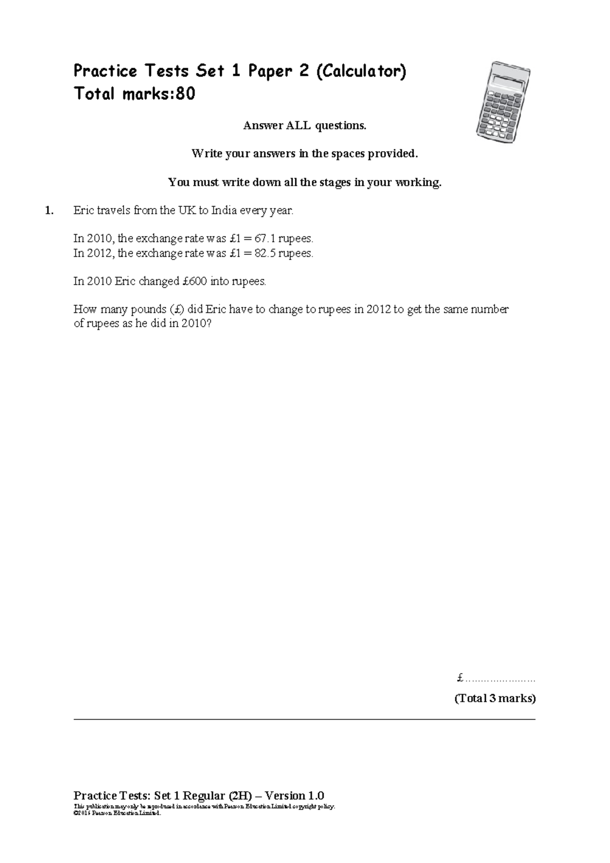 05a Practice test set 1 - Paper 2H - Practice Tests Set 1 Paper 2 ...