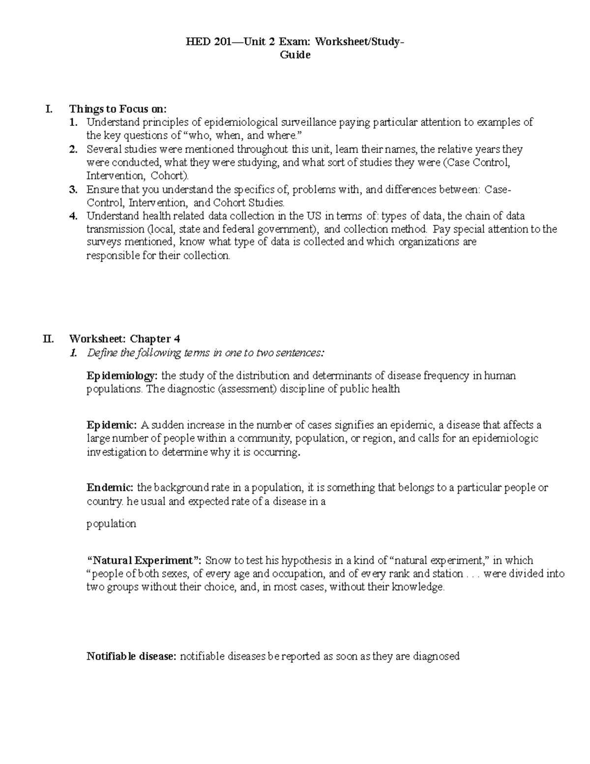 HED 201 Unit 2 Exam Study Guide - HED 201—Unit 2 Exam: Worksheet/Study ...