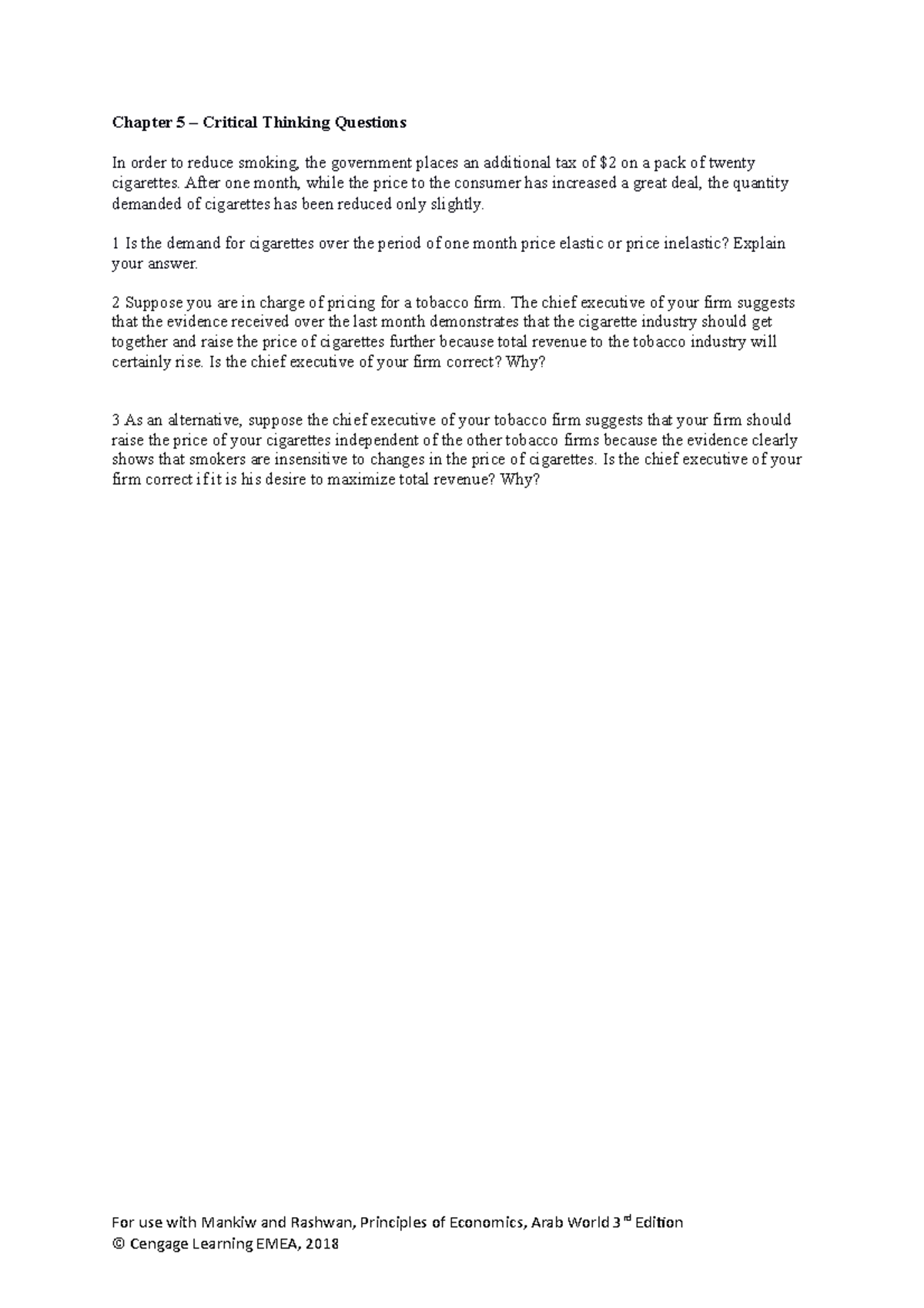 Ch5- Critical Thinking Questions - Chapter 5 – Critical Thinking Questions In order to reduce ...