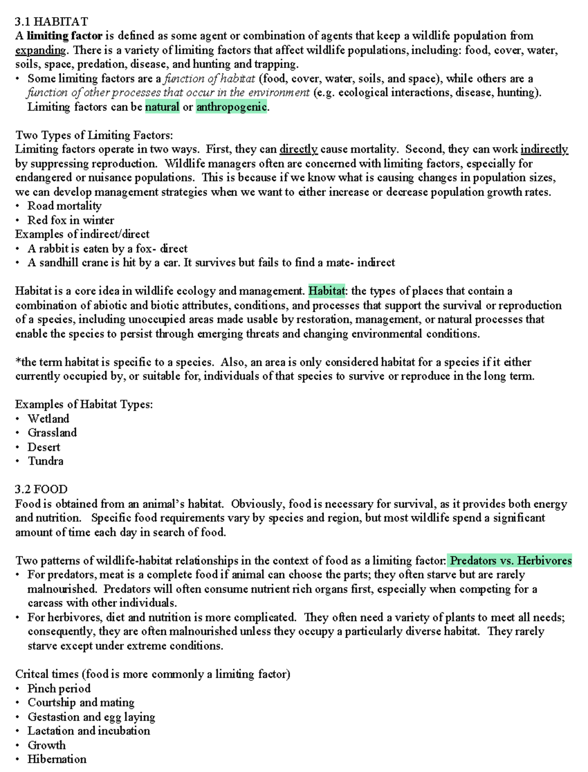 Lesson 3 Limiting Factors - 3 HABITAT A limiting factor is defined as ...