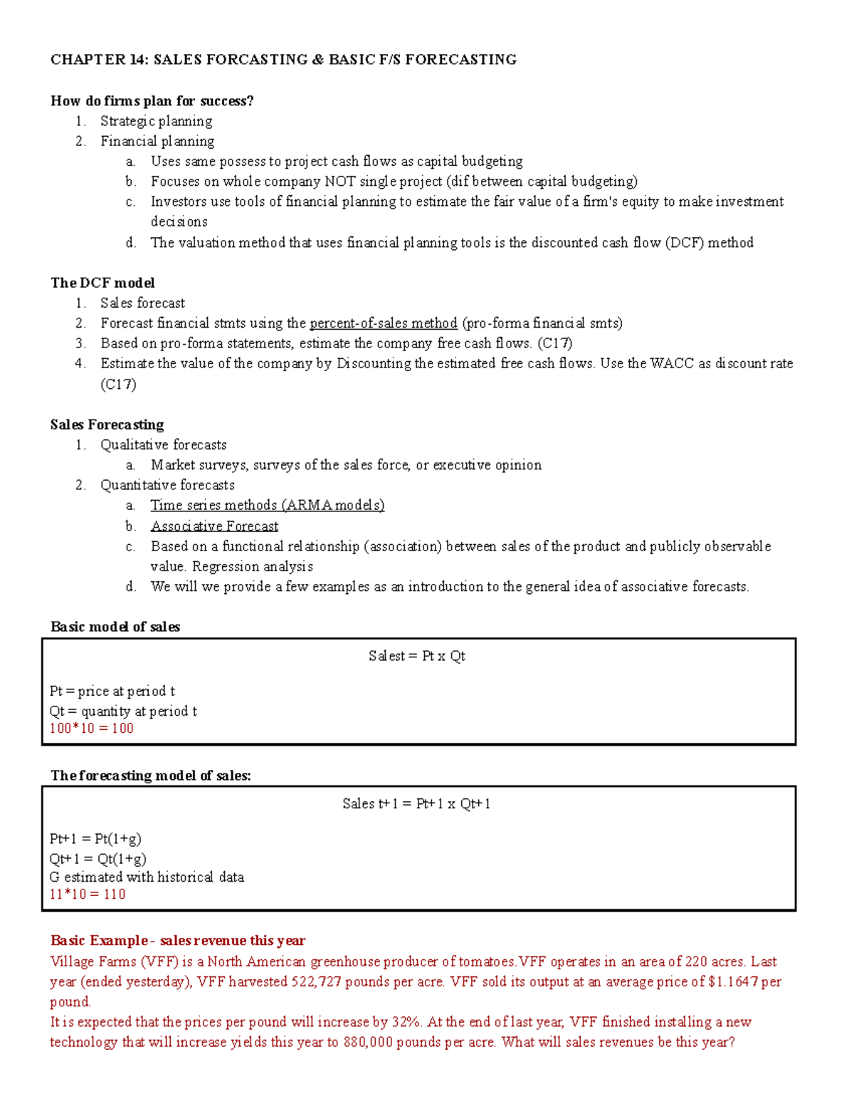BU 393 EXAM 40 - Detailed notes - CHAPTER 14: SALES FORCASTING & BASIC ...