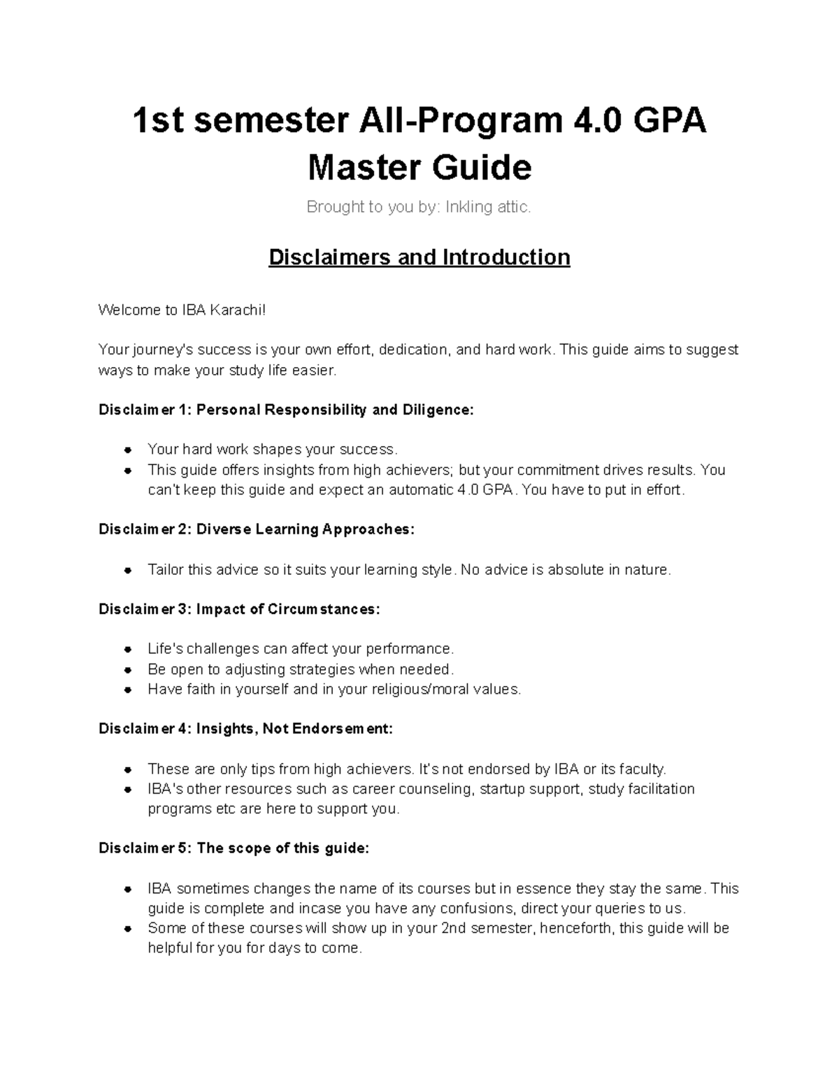 Guidebook for Incoming Freshmen - 1st semester All-Program 4 GPA Master ...