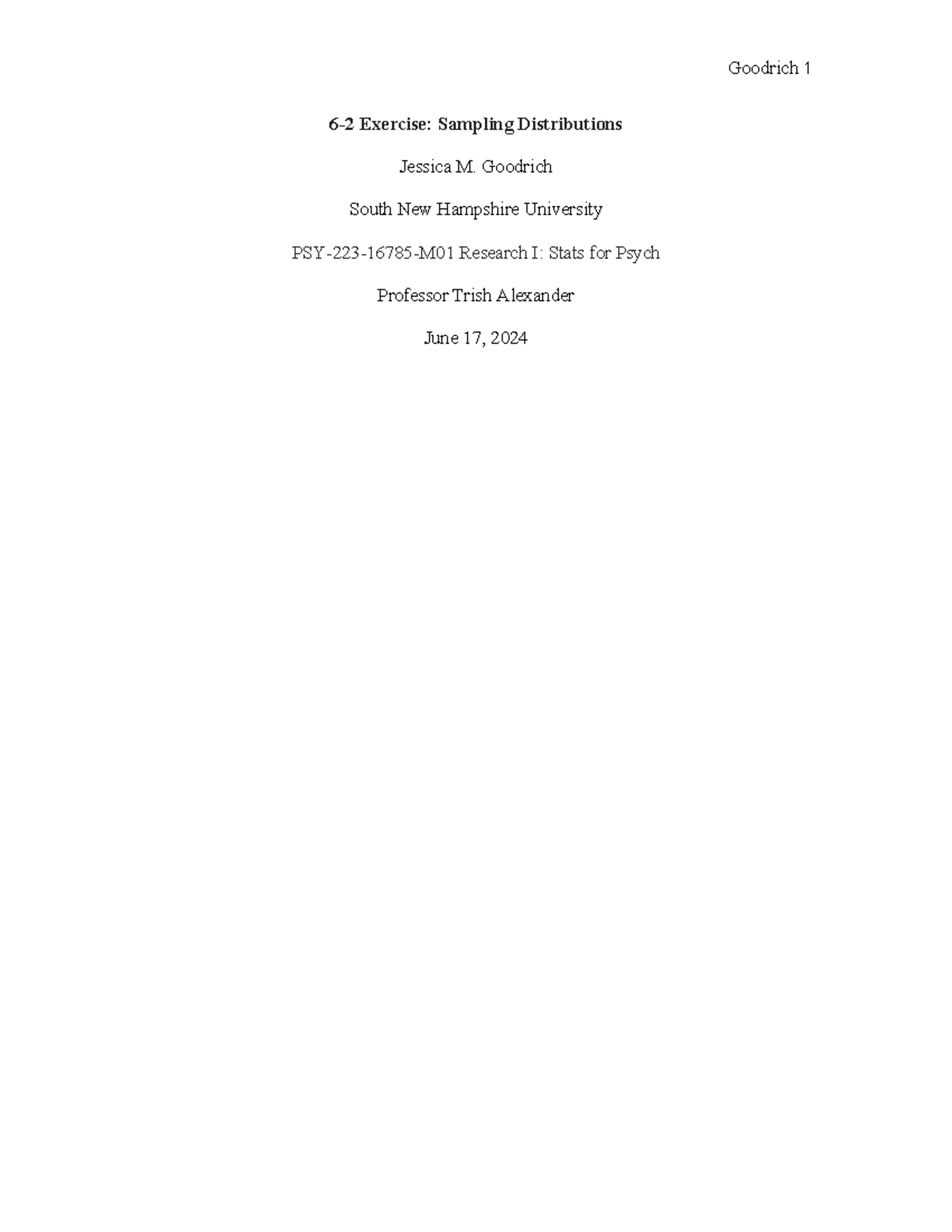 6-2 Exercise Sampling Distributions - 6-2 Exercise: Sampling ...