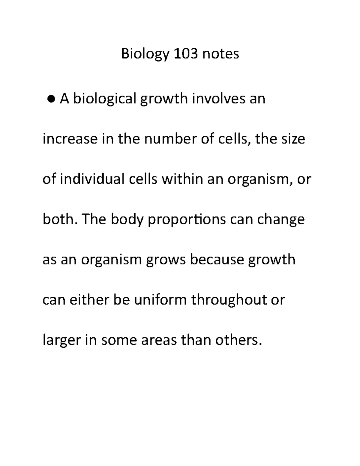 Document 85 - this is lecture notes for bio 101 - Biology 103 notes A ...