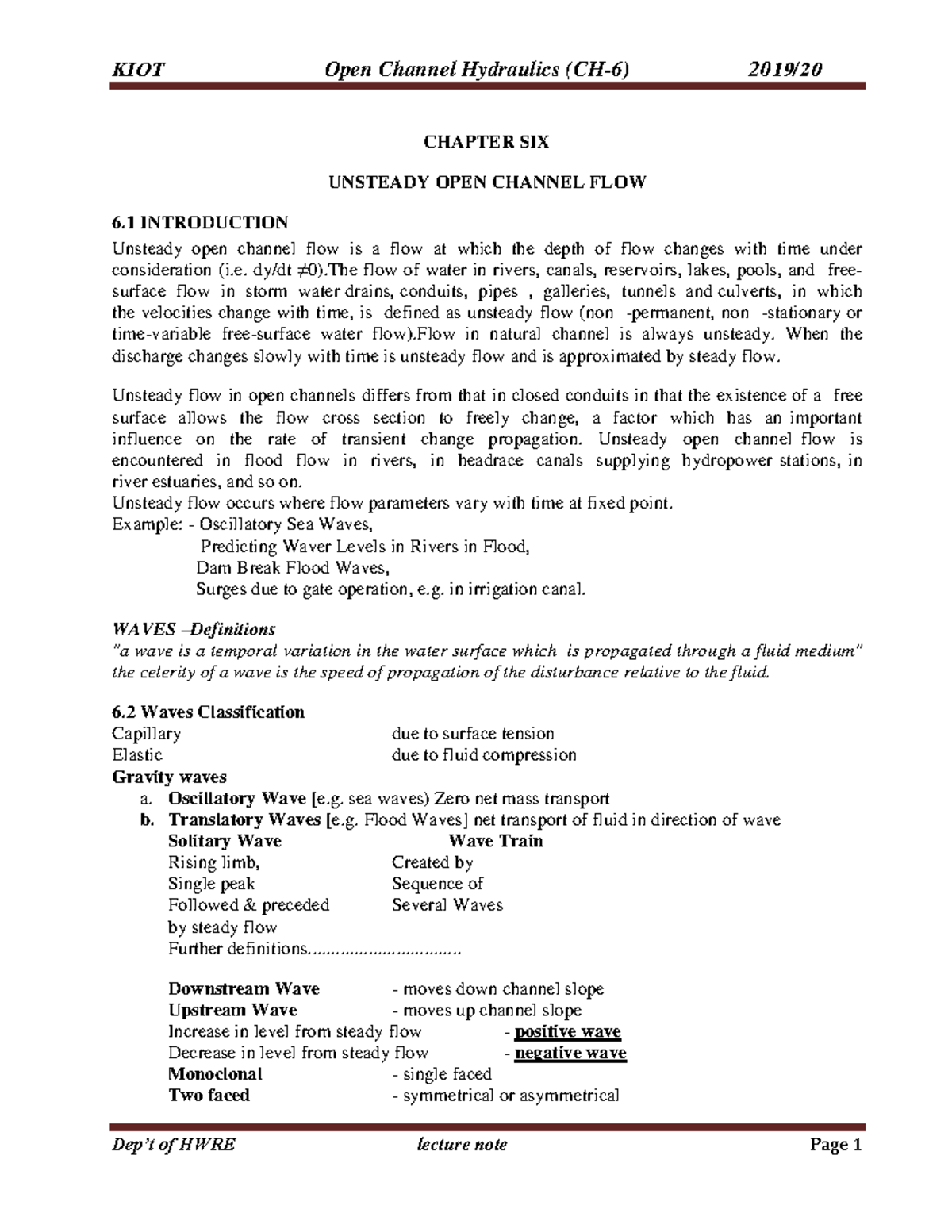 Lecturenote 295567744 open channel Hydraulics chapter six - CHAPTER SIX ...