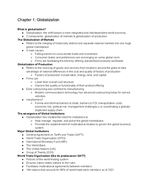 Chapter 1- Globalization - The Changing Demographics of the Global Economy 4 important trends 1 ...