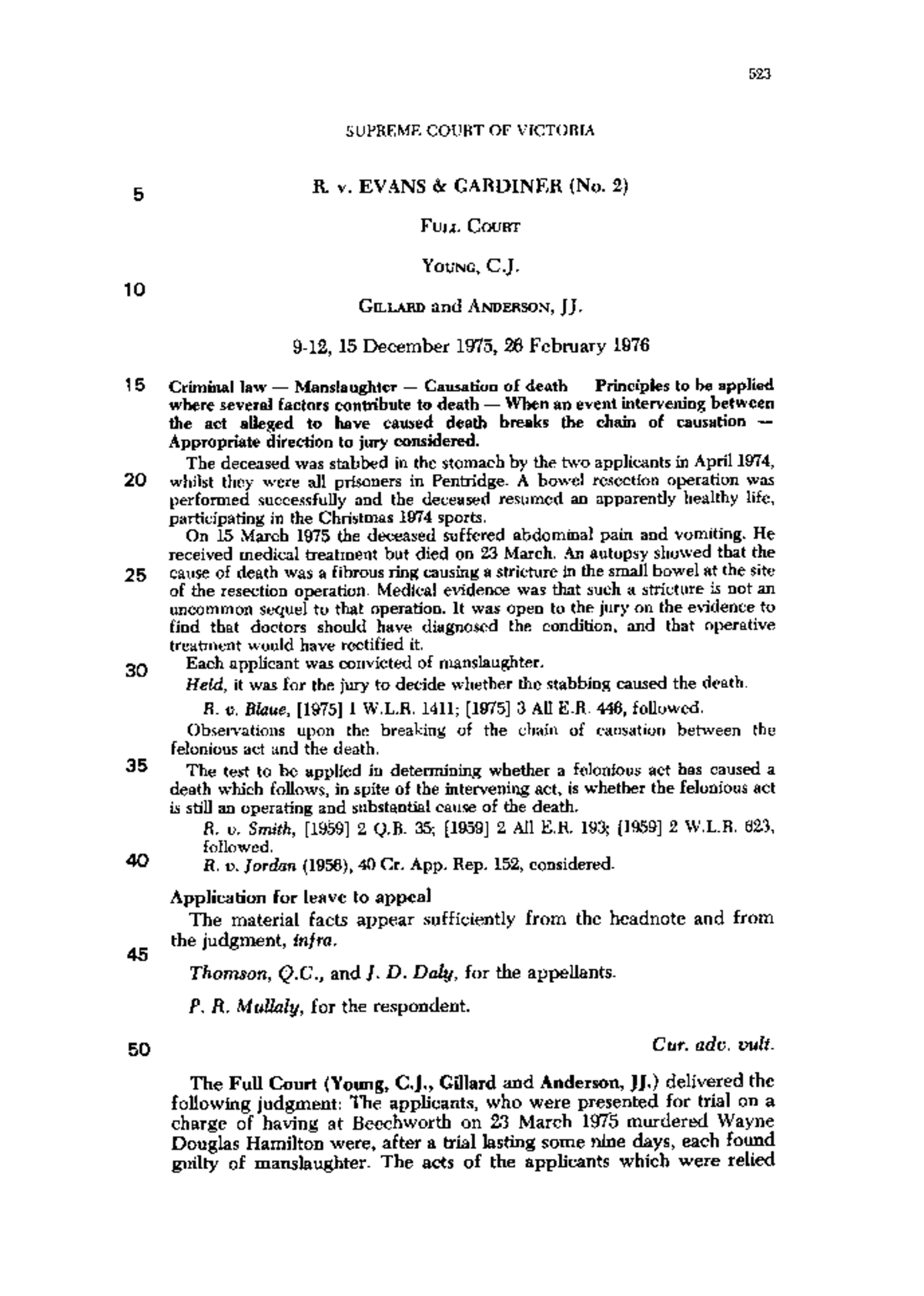 R v Evans and Gardiner (No 2) - MLL114 - Studocu