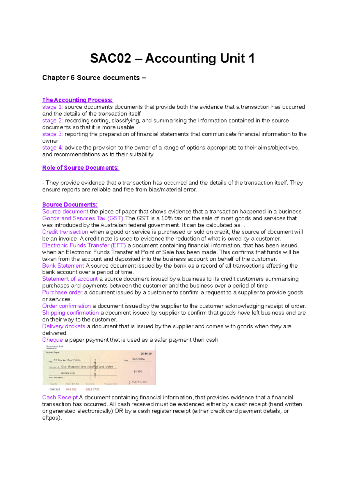 SAC02 – Accounting Unit 1 - SAC02 – Accounting Unit 1 Chapter 6 Source ...