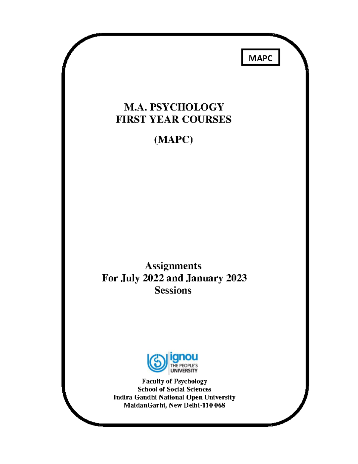 MPC Ist YEAR Asstt 2022-23 - M. PSYCHOLOGY FIRST YEAR COURSES (MAPC ...