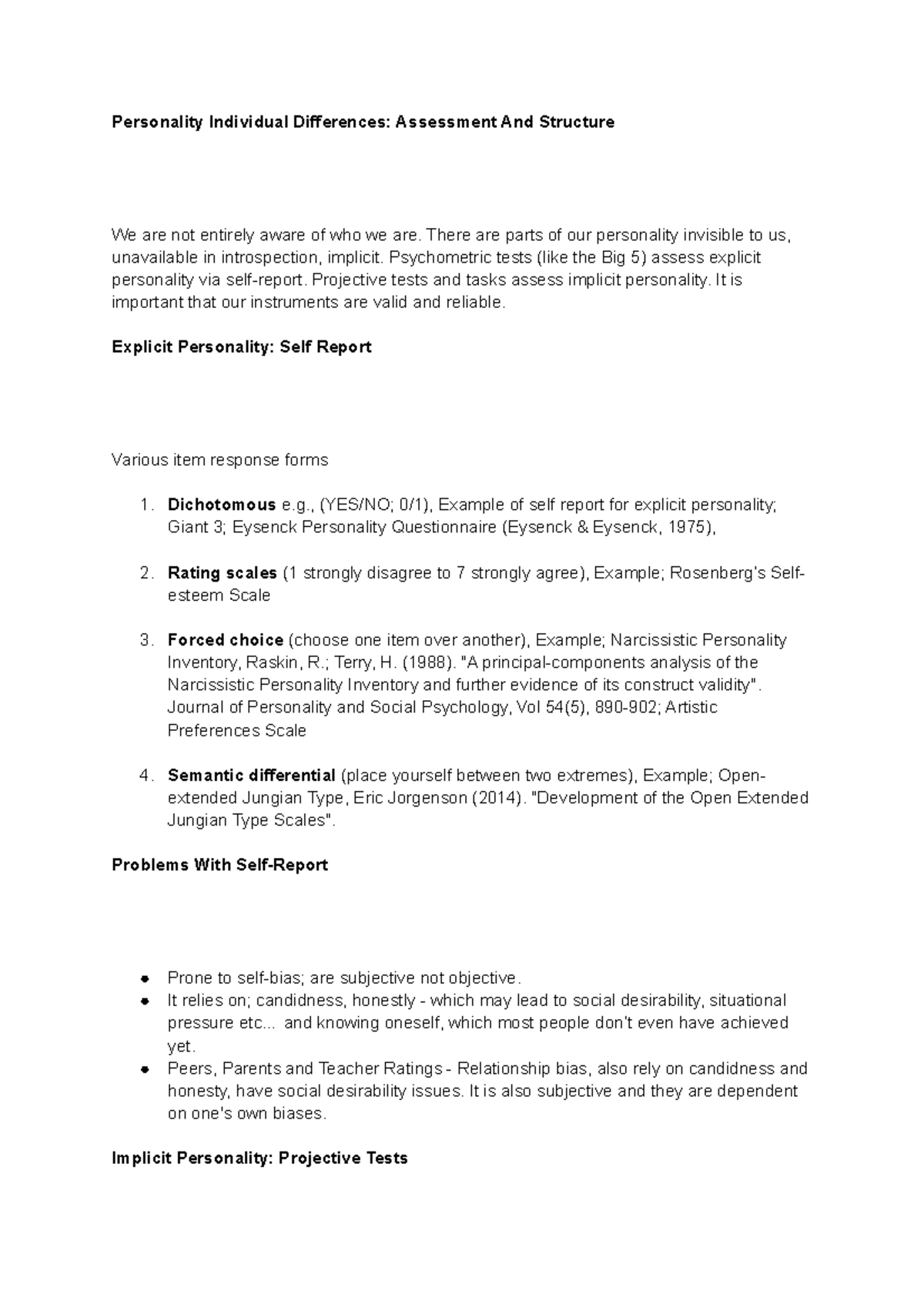 Personality individual differences assessment and structure ...