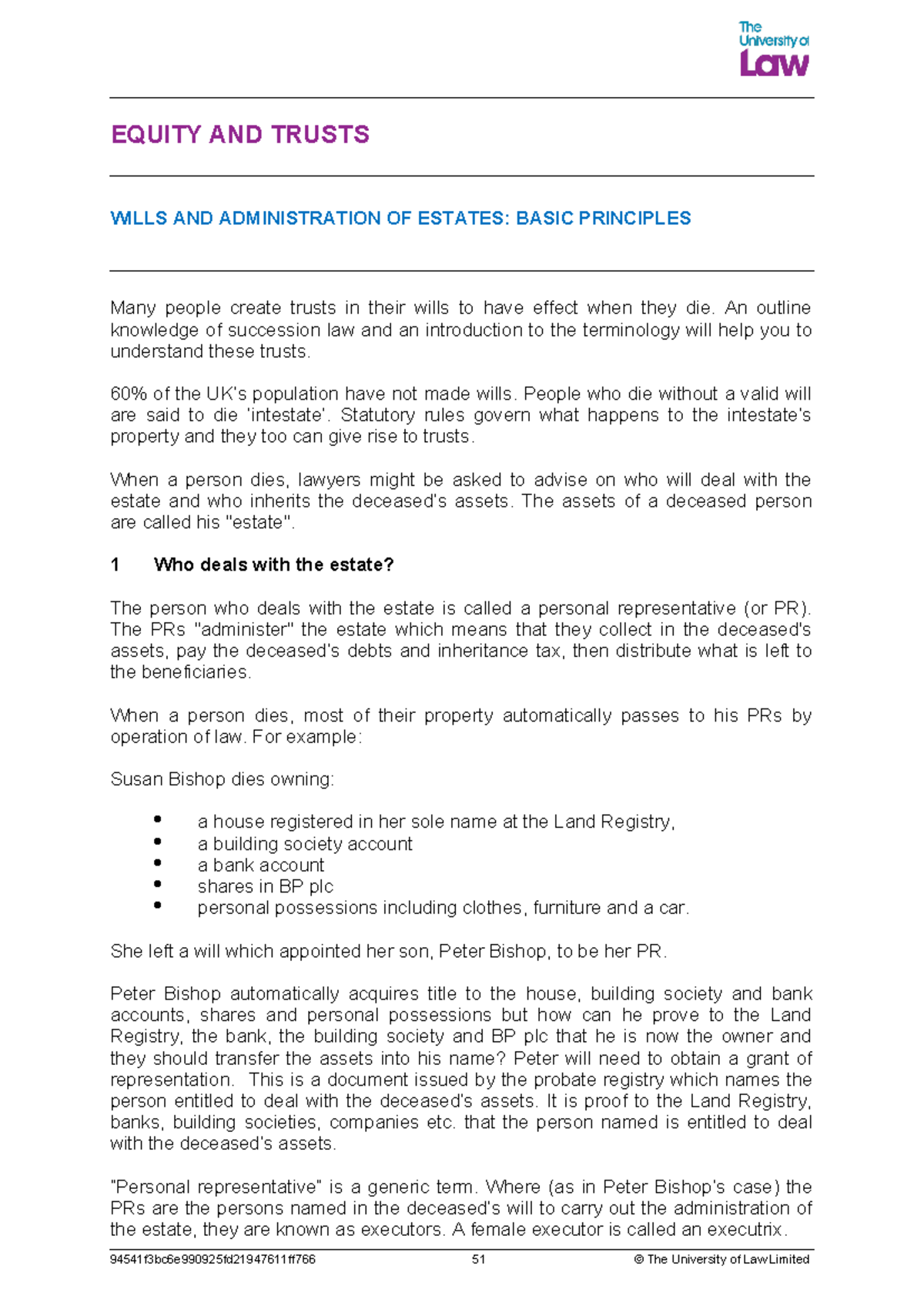 Unit 1 - Wills and Succession guide - EQUITY AND TRUSTS WILLS AND ...