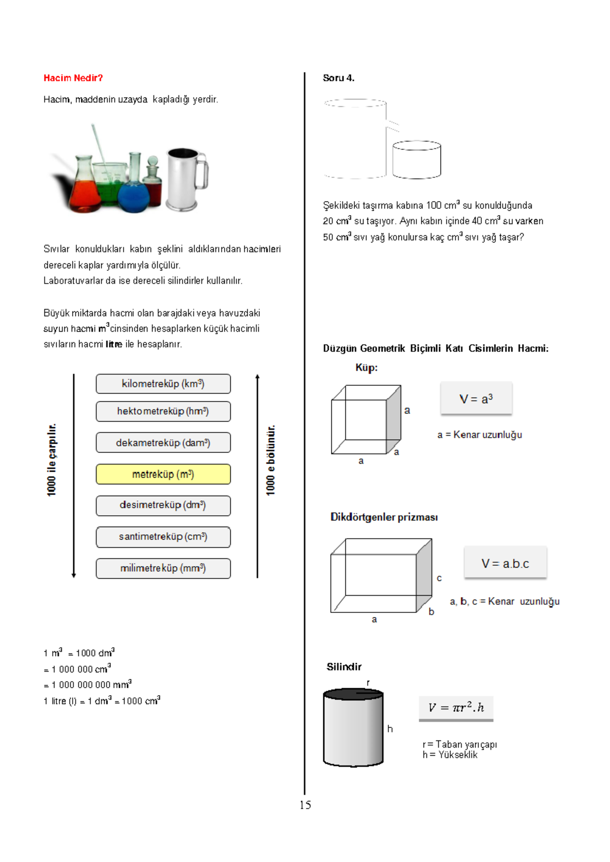 Madde ve Özellikleri 2 - adadadad - Hacim Nedir? Hacim, maddenin uzayda ...