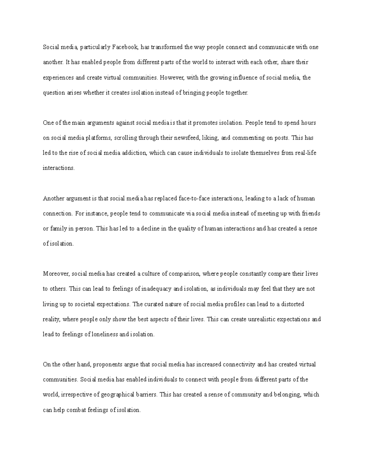 Does Facebook (or other forms of social media) create isolation ...