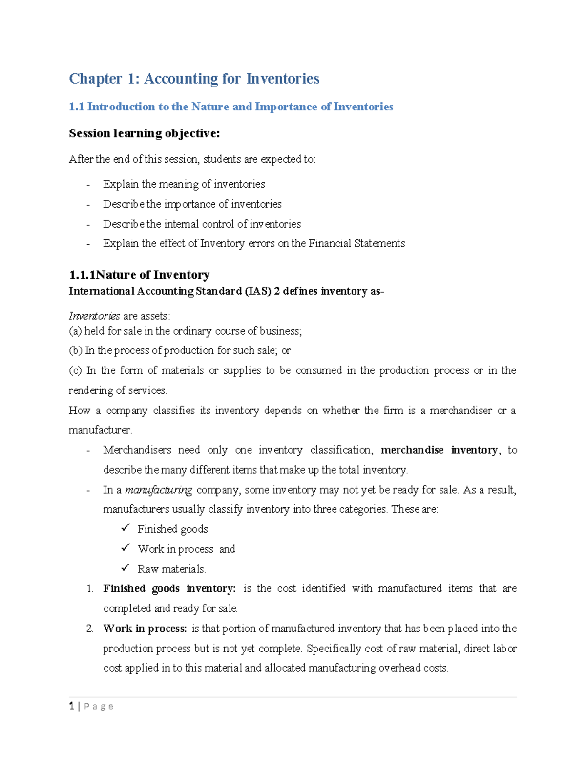 4 5850440090802721235 - Chapter 1: Accounting for Inventories 1 Introduction to the Nature and ...