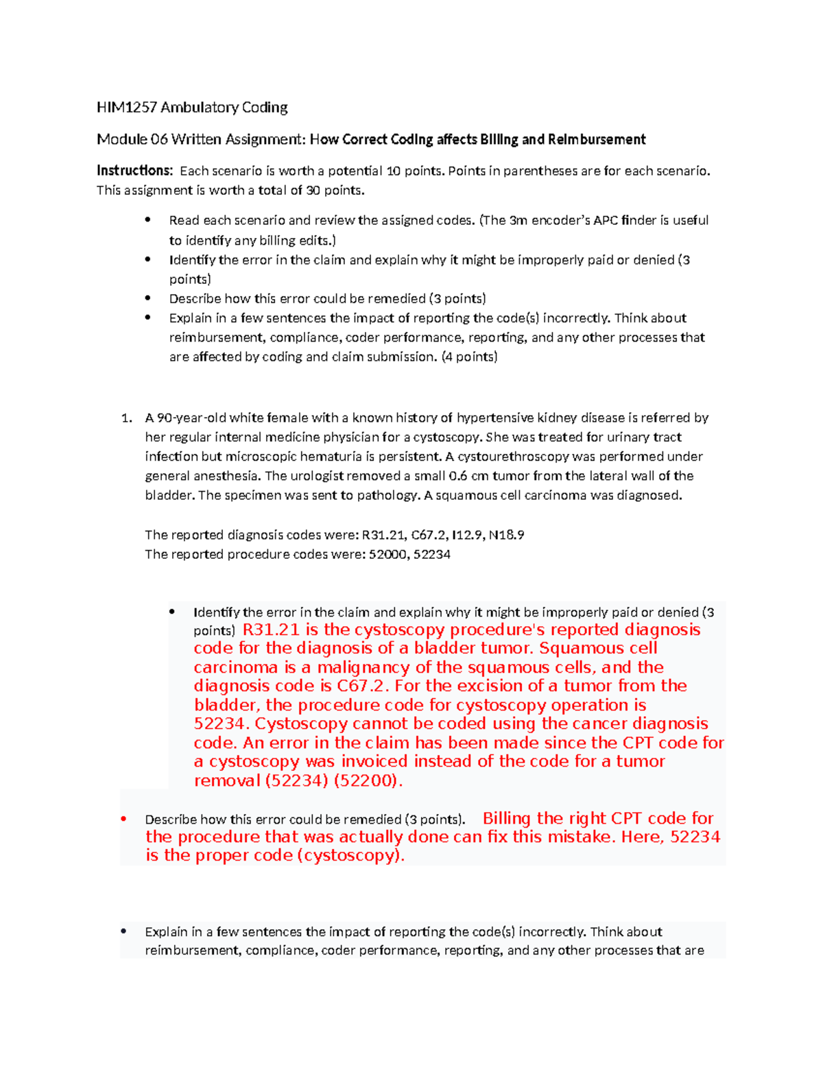 HIM1257 Module 06 Assignment Worksheet revised - HIM1257 Ambulatory Coding Module 06 Written ...