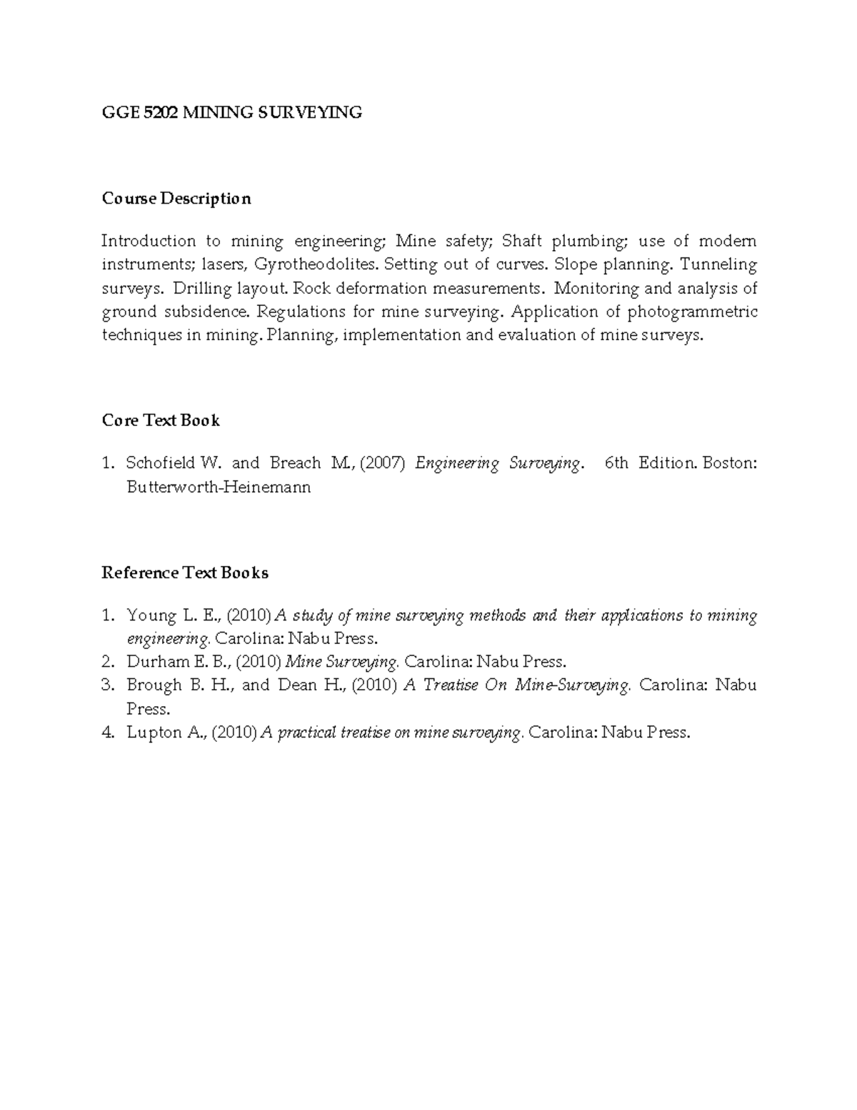 GGE 5202 Mining Surveying Notes - GGE 5202 MINING SURVEYING Course ...
