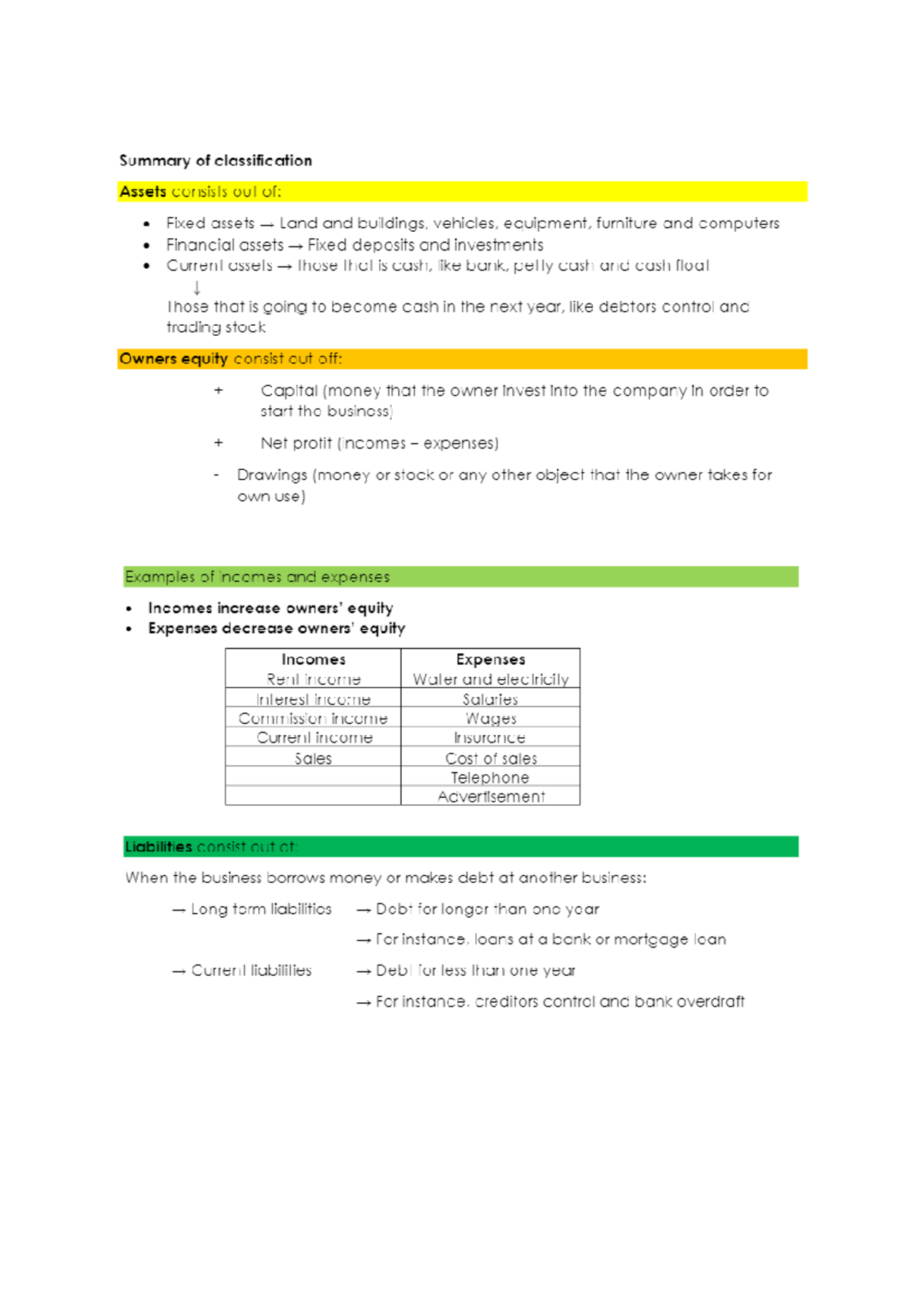 Summary OF Classification - Studocu