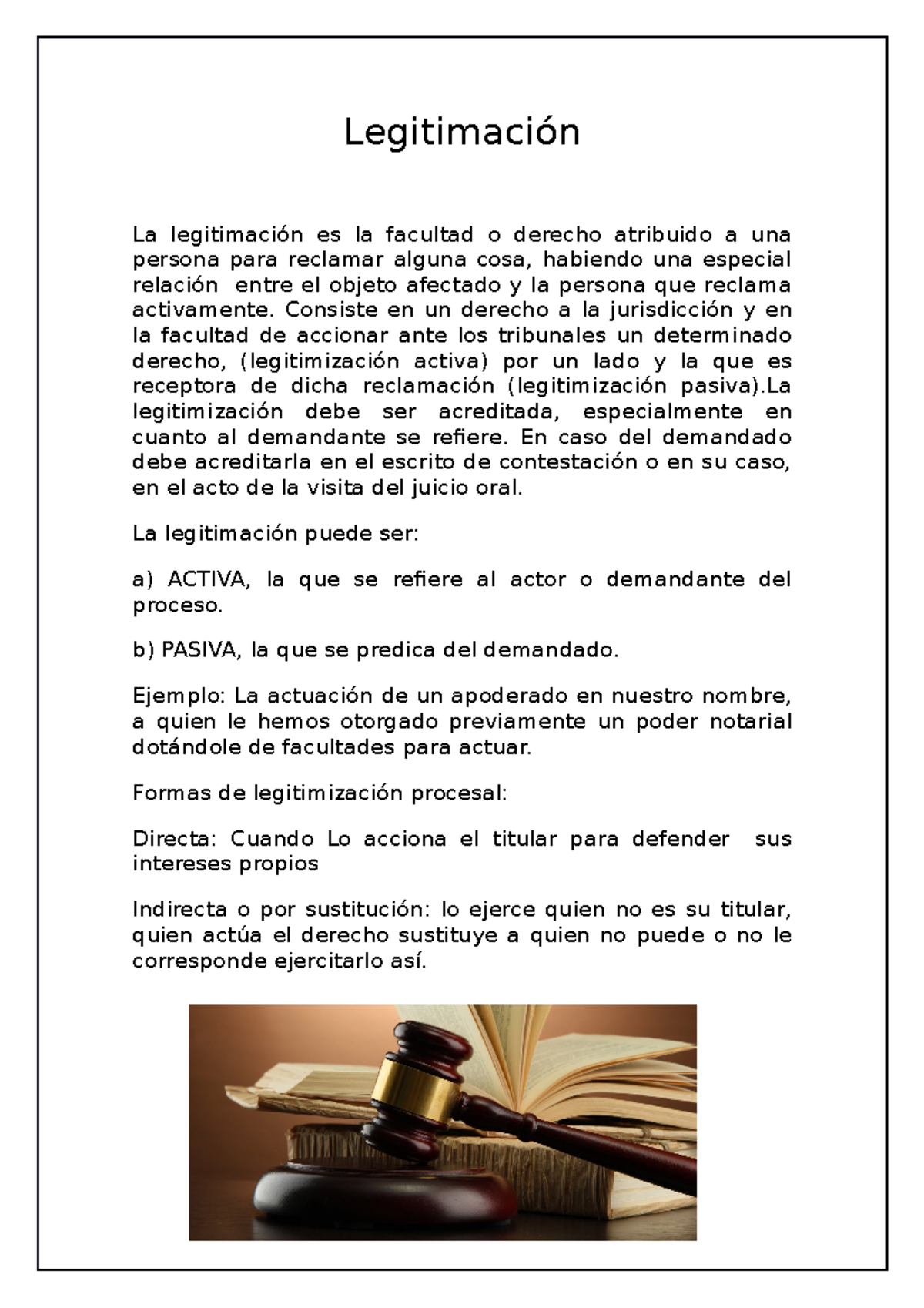 Legitimacion - Legitimación La legitimación es la facultad o derecho ...