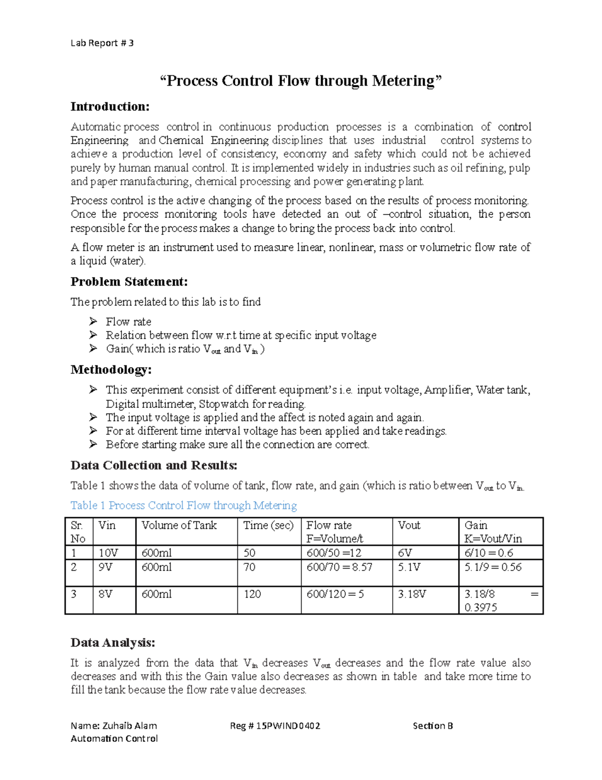 Automation lab 3 - Lab Report # 3 “Process Control Flow through ...