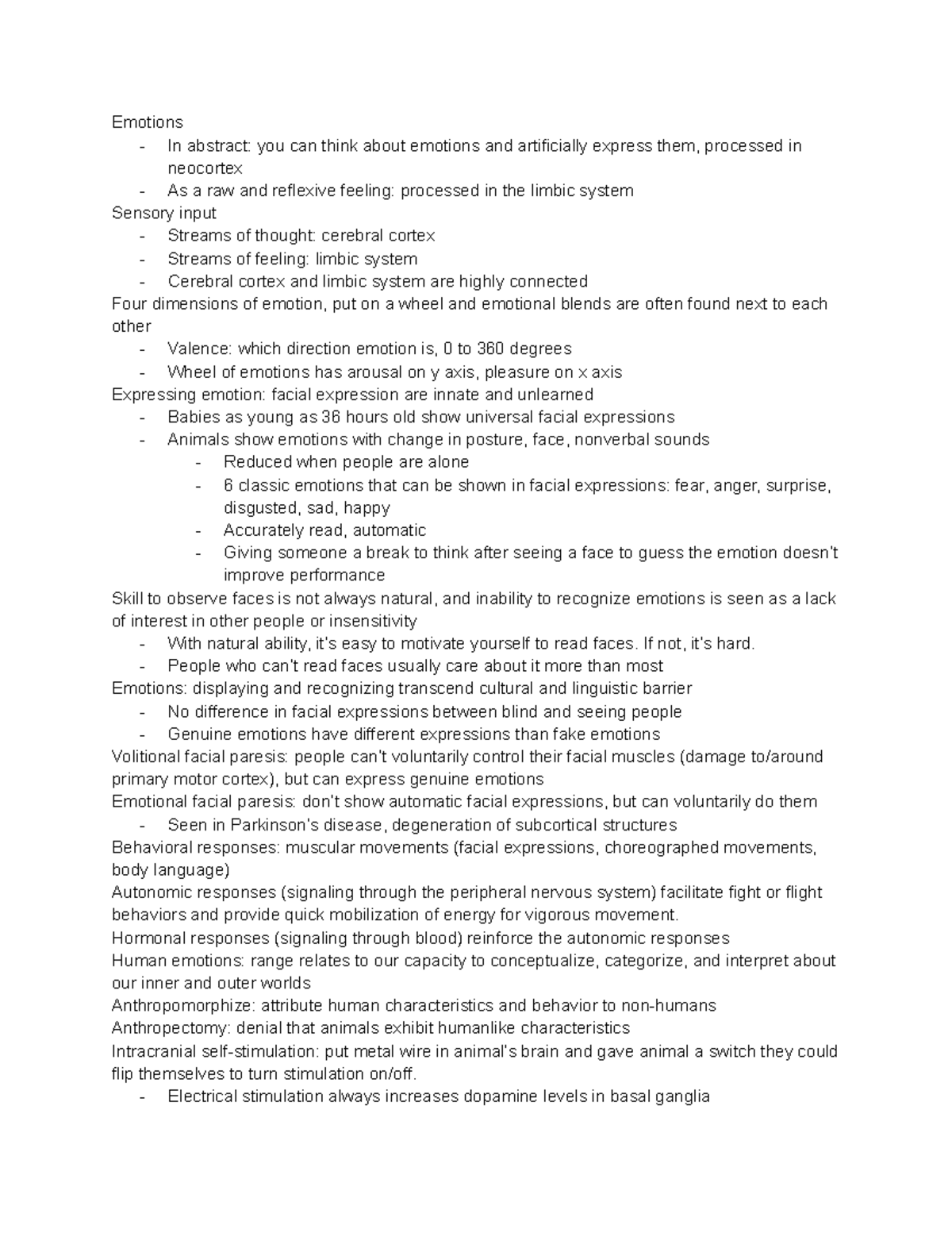 PSYC 211 - Lecture #19 Notes - Emotions - In abstract: you can think ...