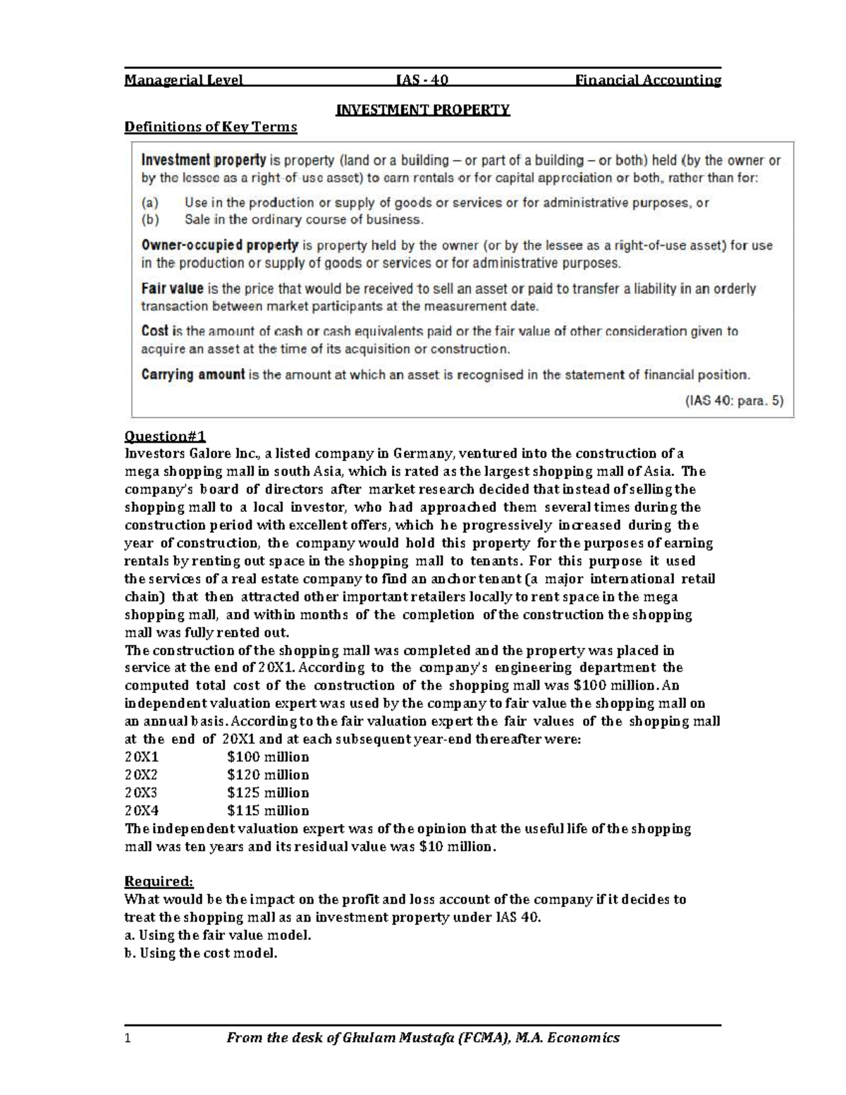 8. IAS-40 - Definition and practice questions of ias 40 - Managerial ...