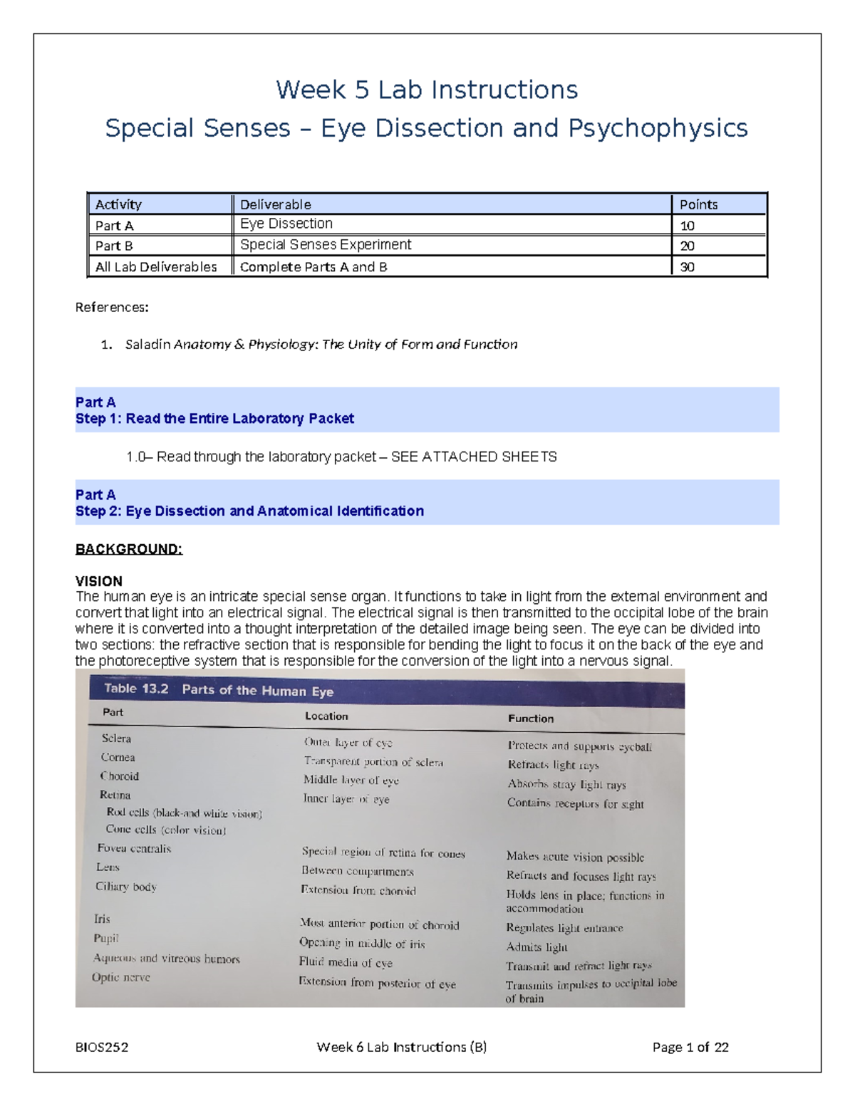 BIOS252 W5 Lab Instructions - 2023 - Week 5 Lab Instructions Special Senses – Eye Dissection and ...