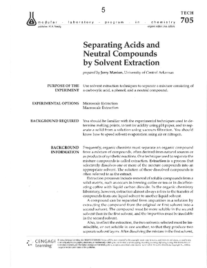 Tech 705 Separating Acids and Neutral Compounds by Solvent Extraction ...