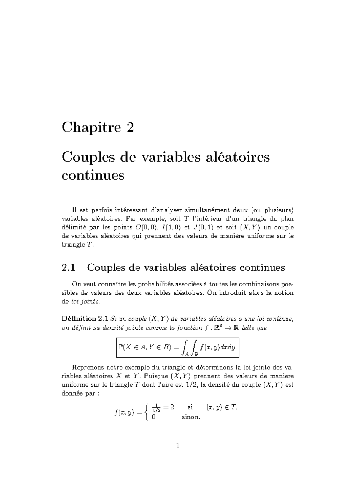 Chap2-Couples Variables - Chapitre 2 Couples de variables aléatoires continues Il est parfois ...