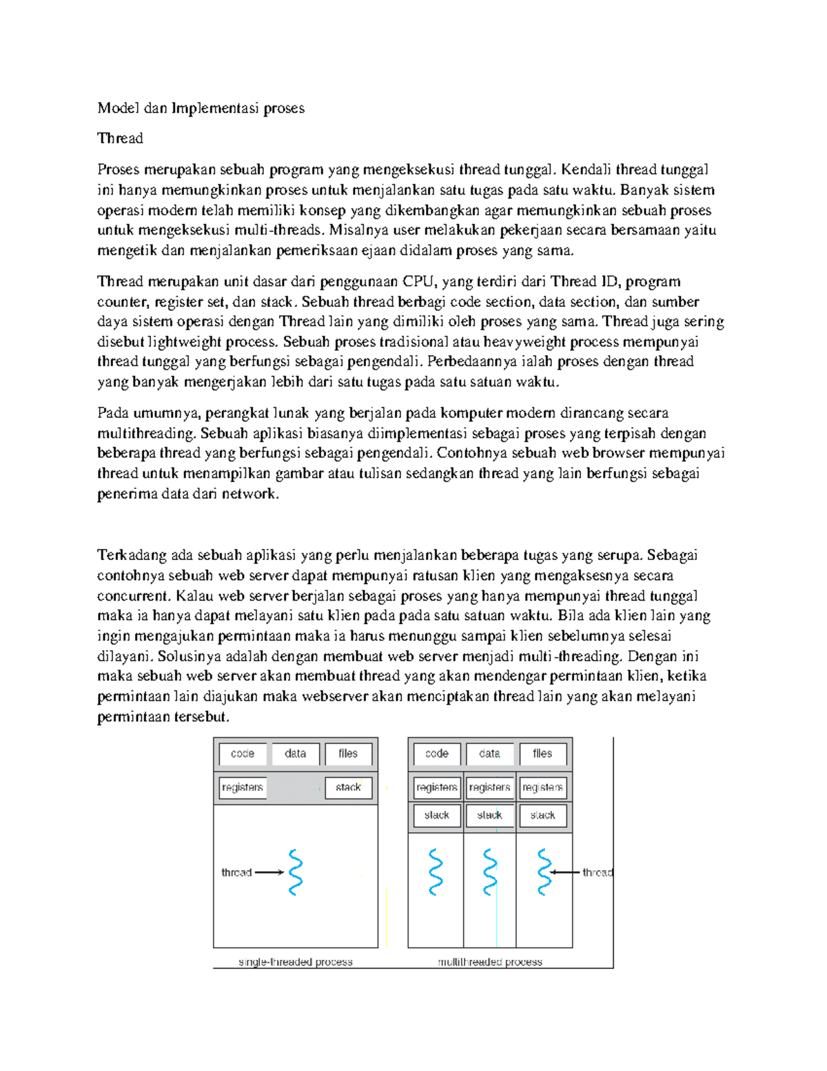 Model dan Implementasi proses - Model dan Implementasi proses Thread Proses merupakan sebuah ...