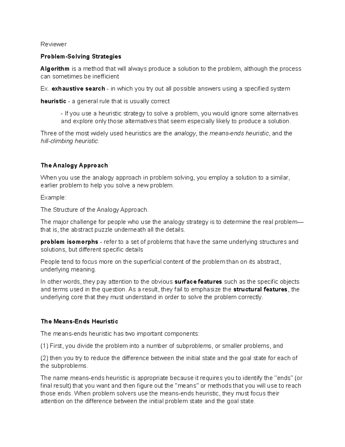 Reviewer - cognitive - Reviewer Problem-Solving Strategies Algorithm is ...