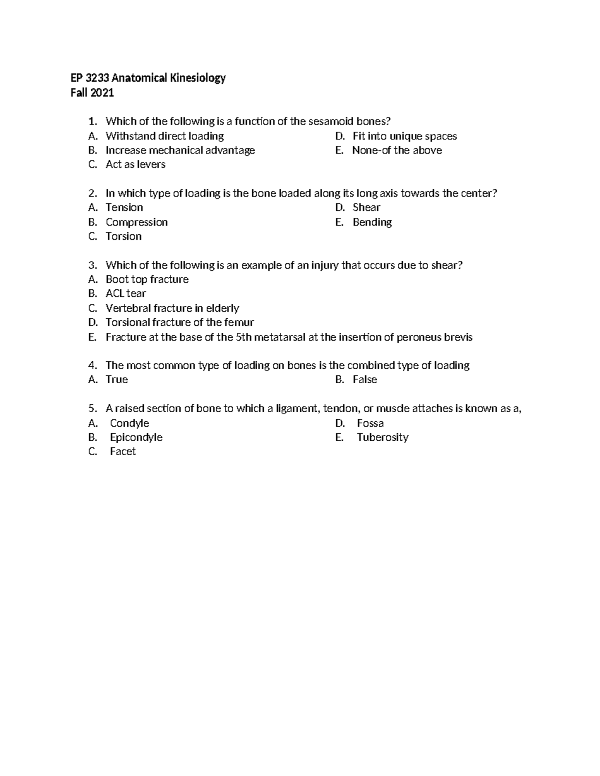 3+Opening+questions+for+September+2nd - EP 3233 Anatomical Kinesiology ...