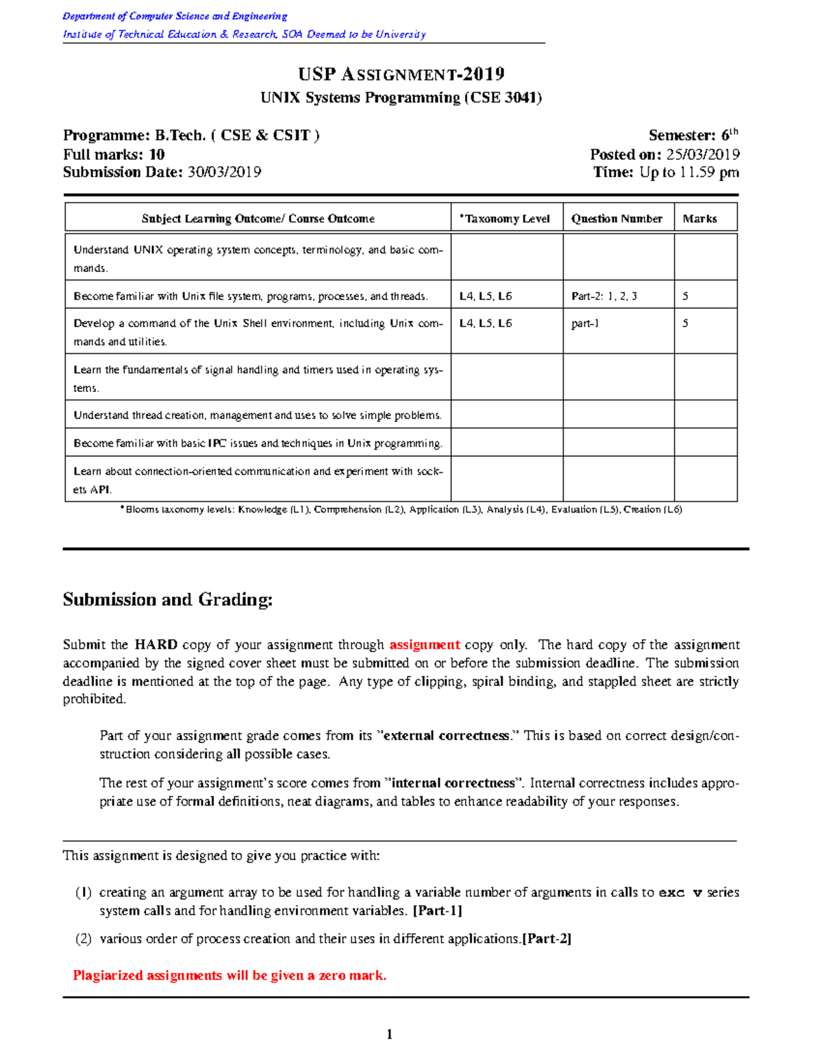 Theory USPAssignment - very important - Institute of Technical ... Theory USPAssignment - very important - Institute of Technical ...