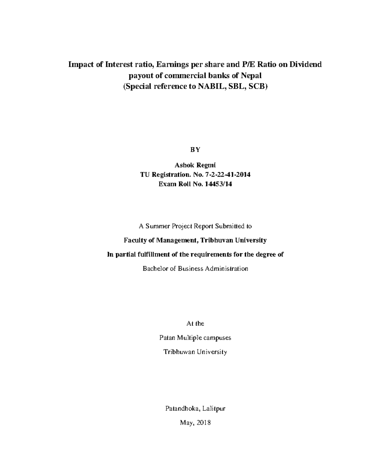 Finance Ashok - BBA summer project report - Impact of Interest ratio ...