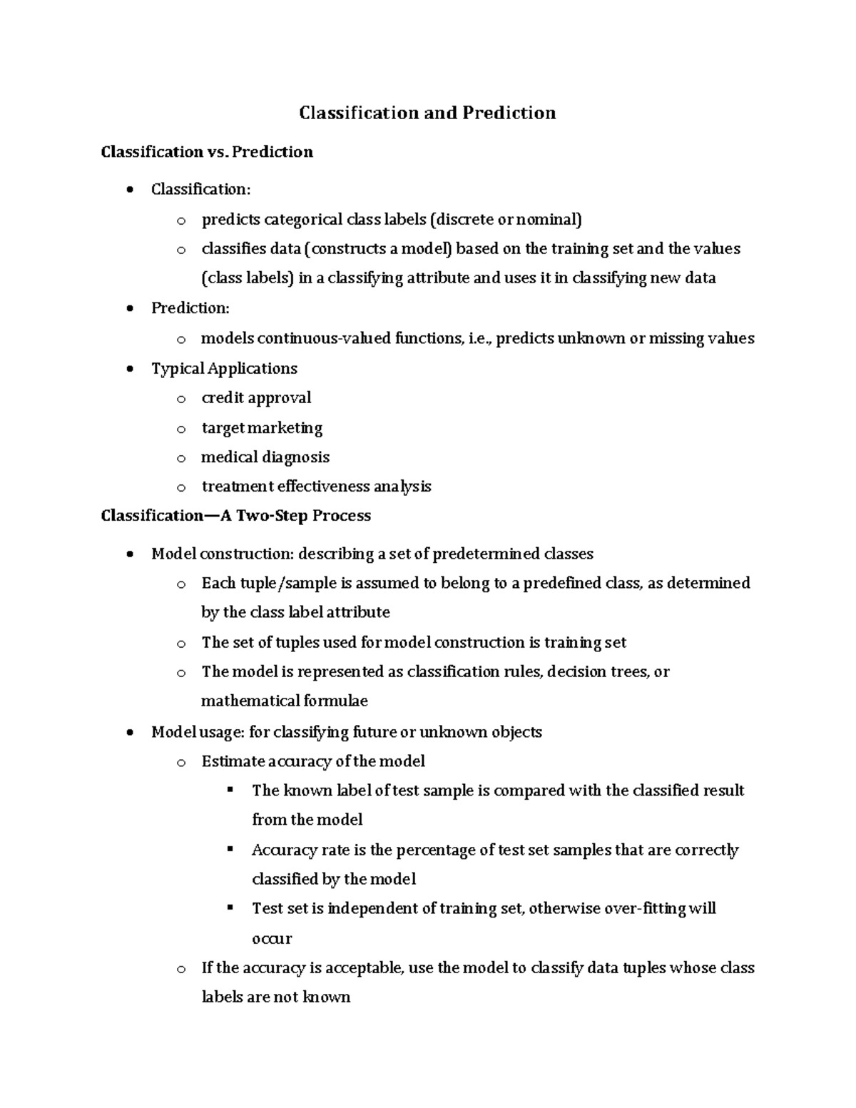Unit-VII - Nil - Classification and Prediction Classification vs ...