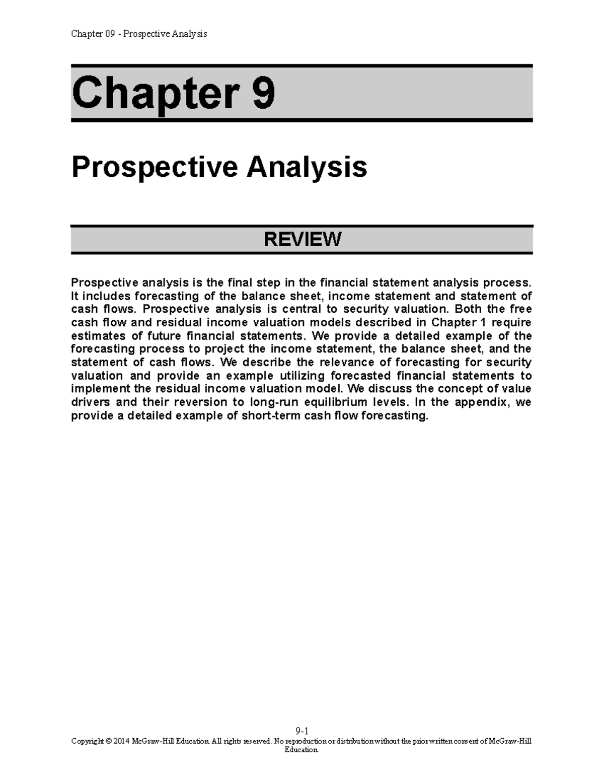 Financial Statement Analysis-SMChap 009 - Chapter 9 Prospective ...