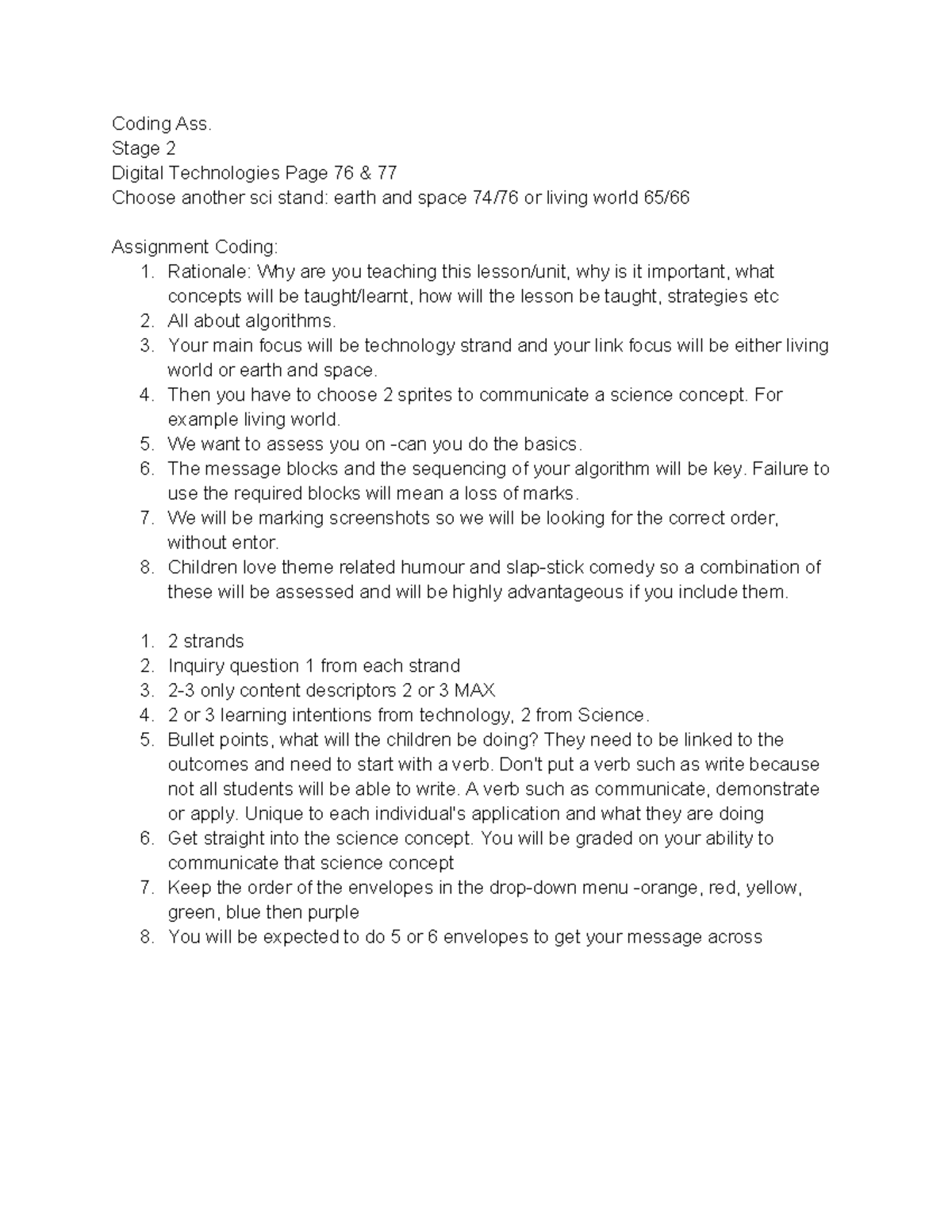 Coding Assignment Explained Coding Ass Stage 2 Digital Technologies