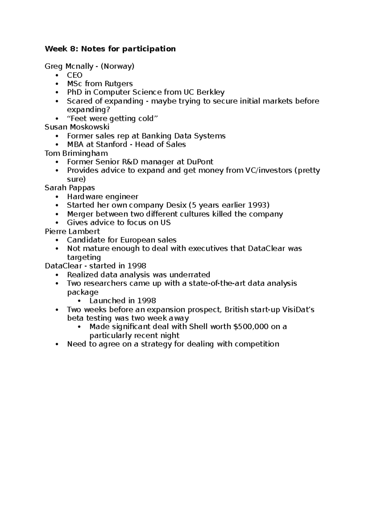 IBUS Week 8 - Tutorial Week 8 Material Discussion - Week 8: Notes for ...